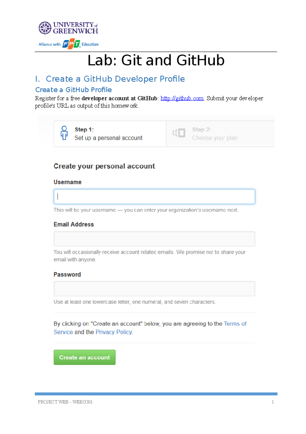25 Git And Github Lab Asdcas Lab Git And Github I Create A Github