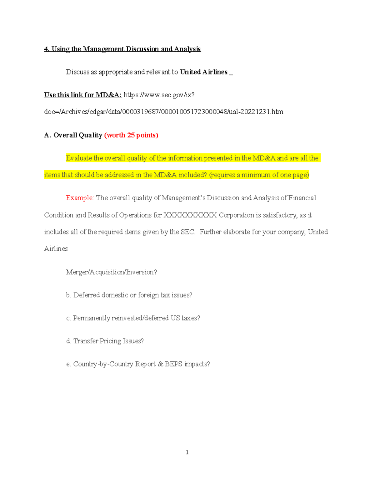 Analysis - Using the Management Discussion and Analysis Discuss as ...