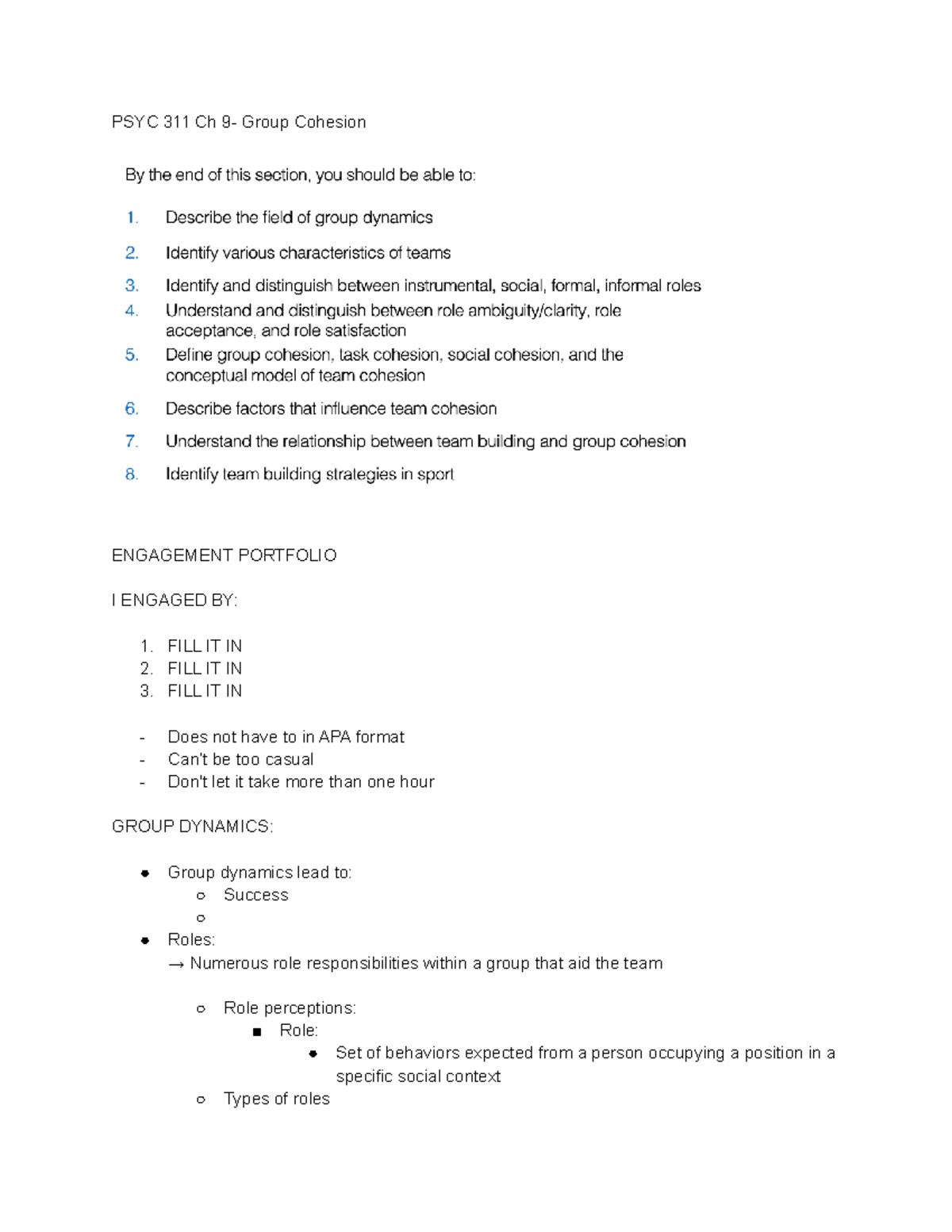PSYC 311 Ch 9- Group Cohesion - PSYC 311 Ch 9- Group Cohesion ...