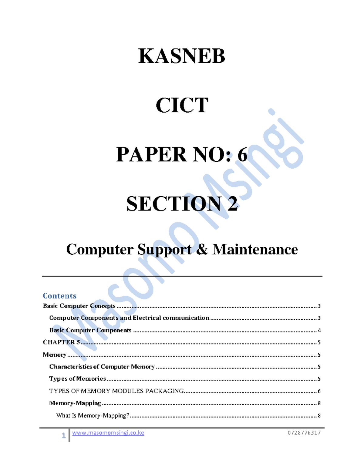 PC Support AND Maintenance 1 - Information Communication Technology ...