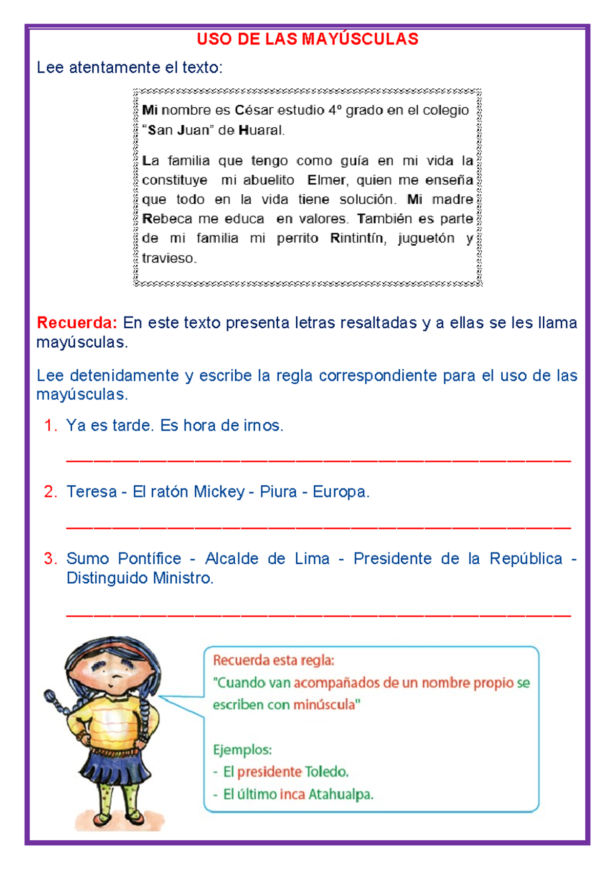 USO DE LAS Mayúsculas - Resumen Comprension y Produccion de textos ...