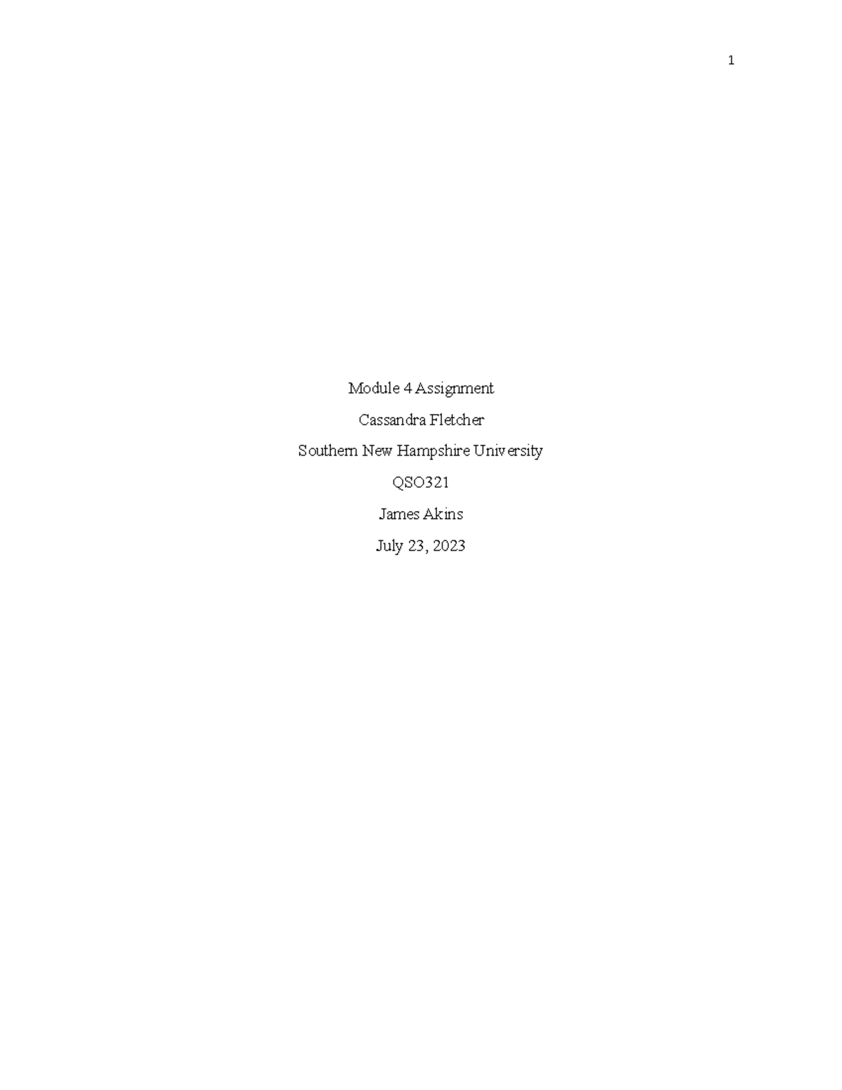 QSO321 Module 4 Assignment - Module 4 Assignment Cassandra Fletcher ...