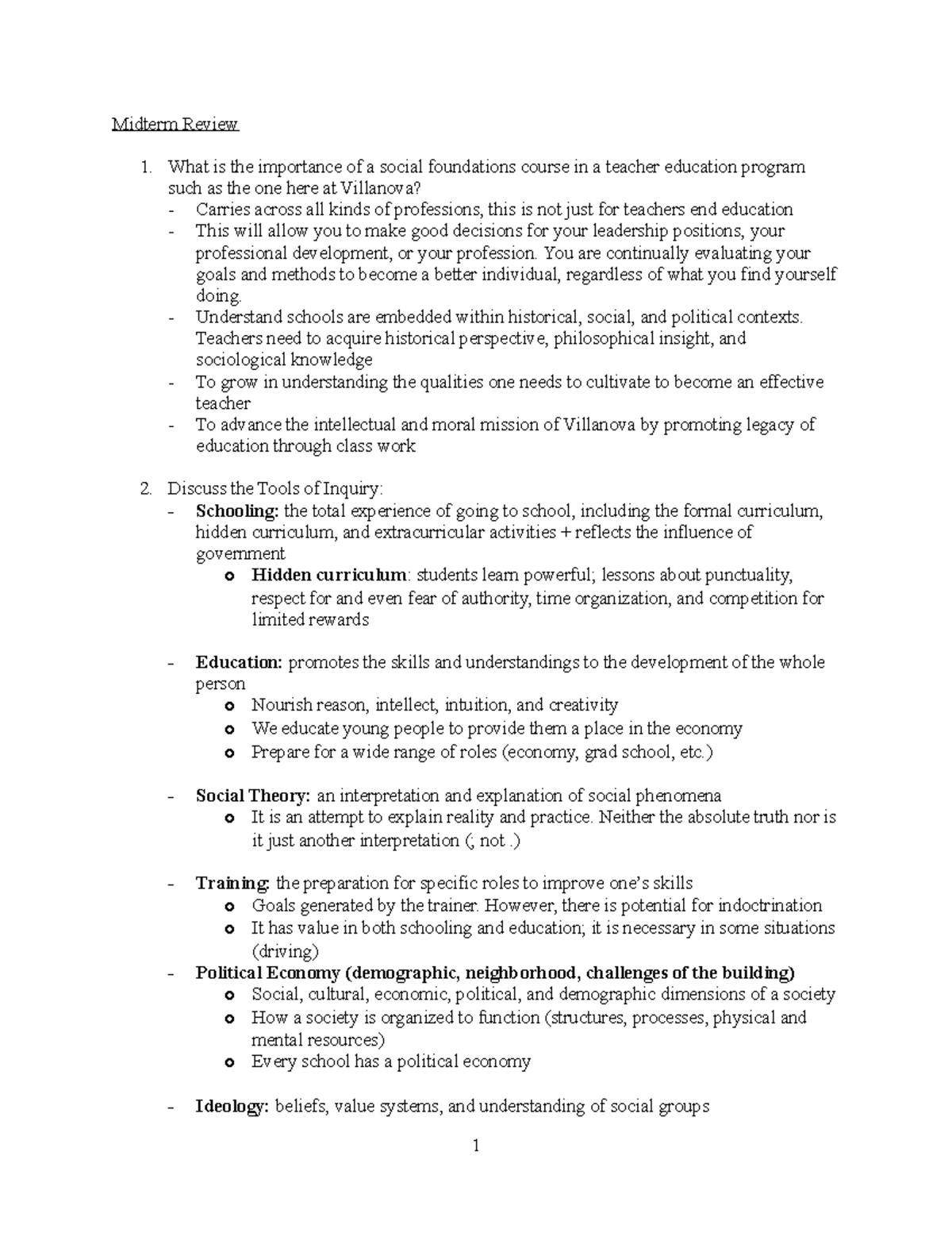 Midterm study guide - Midterm Review What is the importance of a social ...