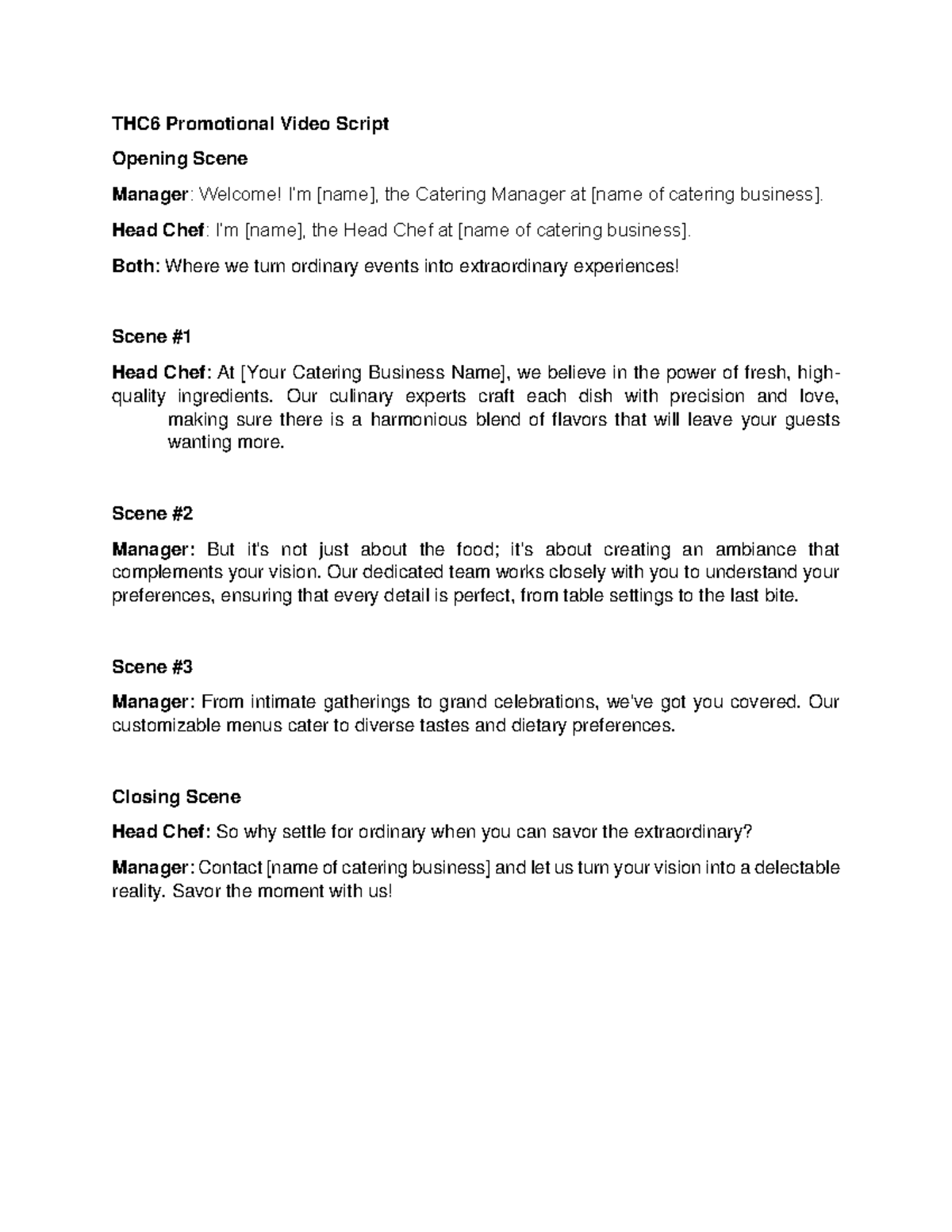 THC6 Promotional Video Script - THC6 Promotional Video Script Opening ...