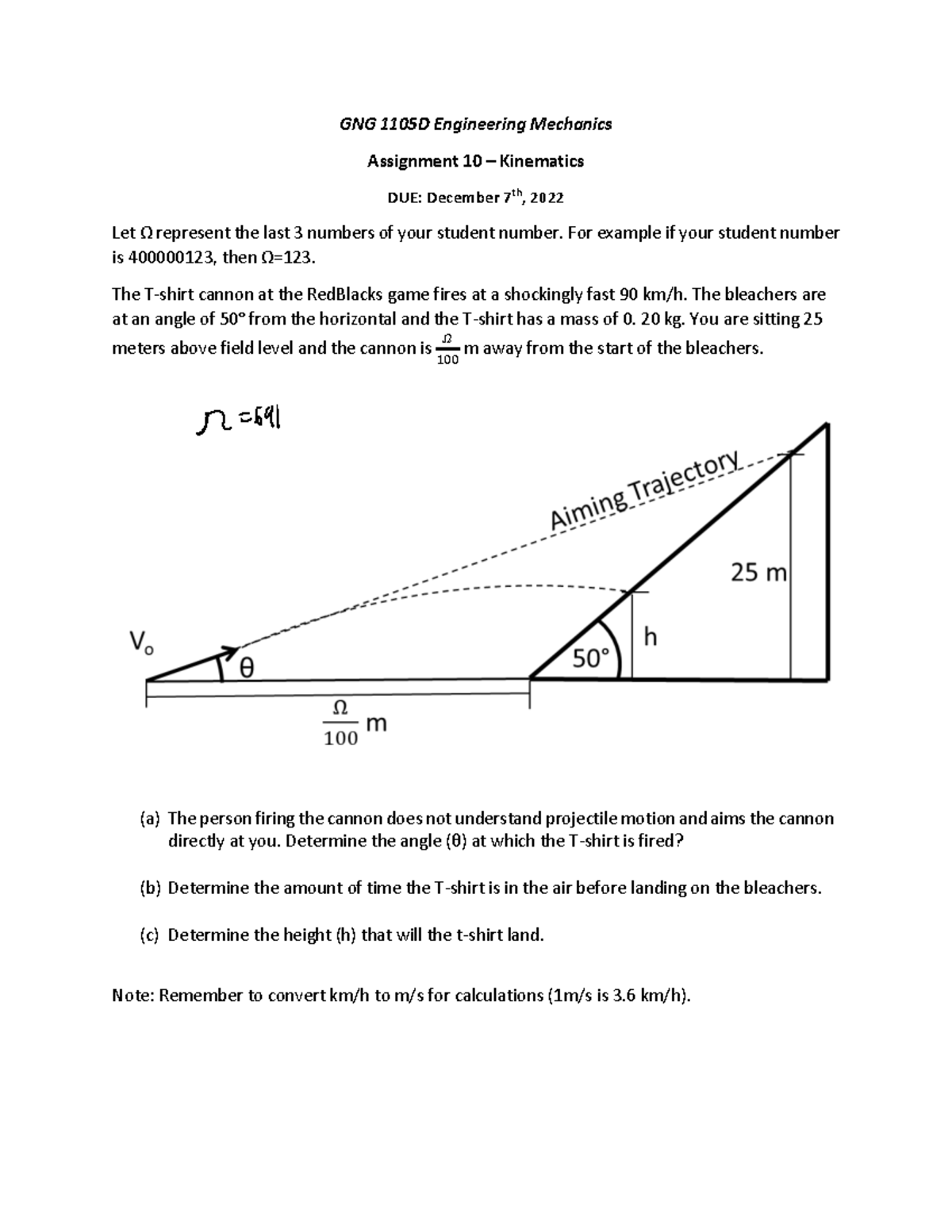 Assignment 10 Kinematics Gng 1105d Engineering Mechanics Assignment