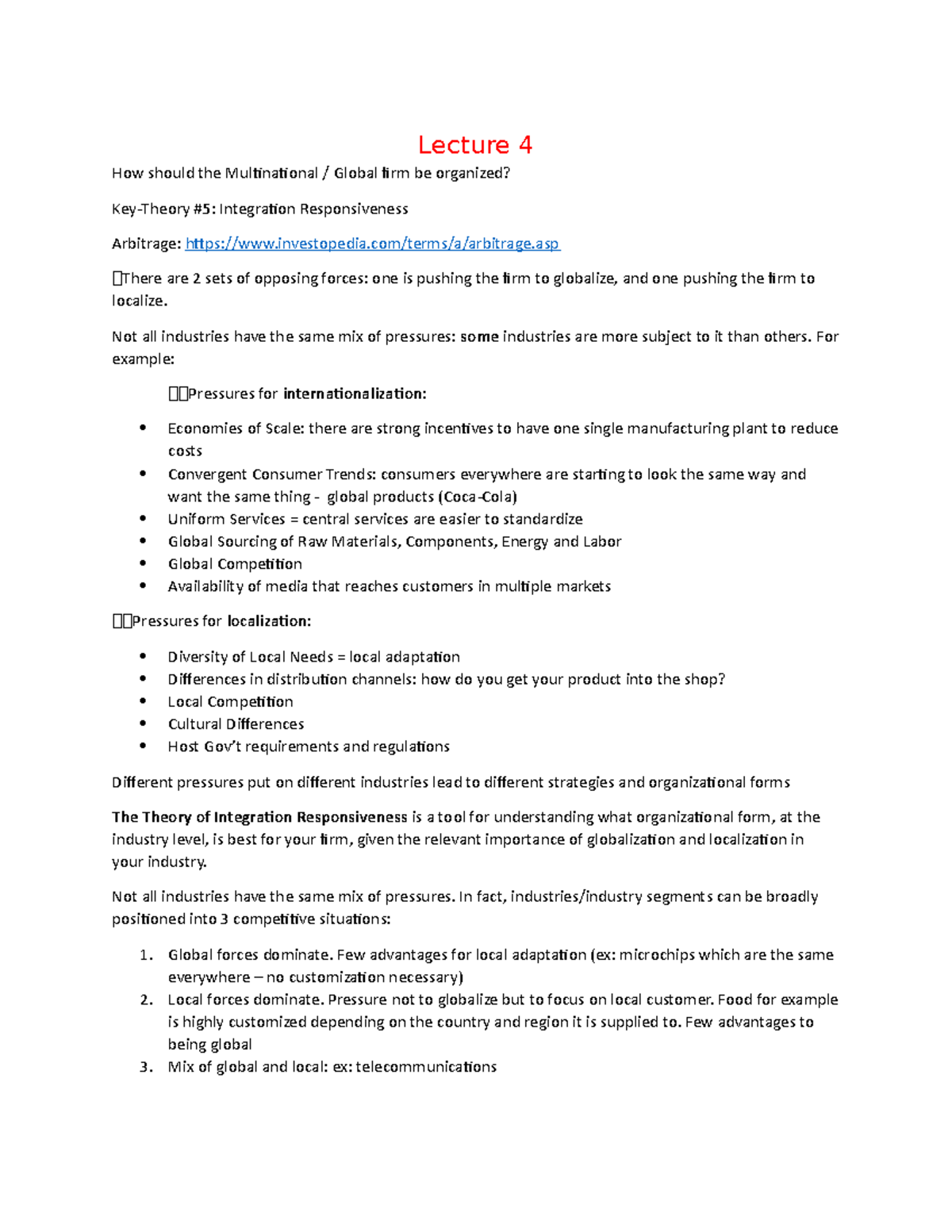 Lecture 4 Structure and Control Notes - Lecture 4 How should the ...