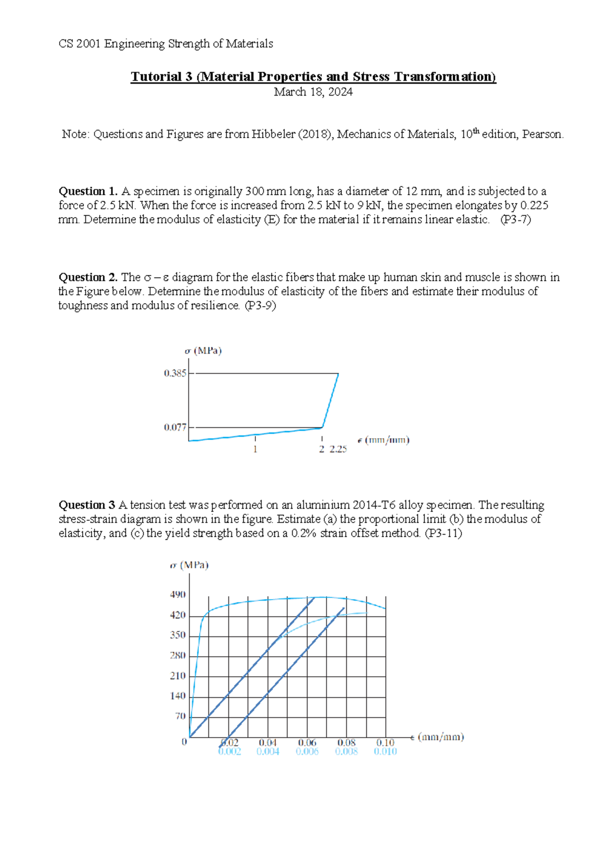 Tutorial 3 - CS 2001 Engineering Strength of Materials Tutorial 3 (Material Properties and ...