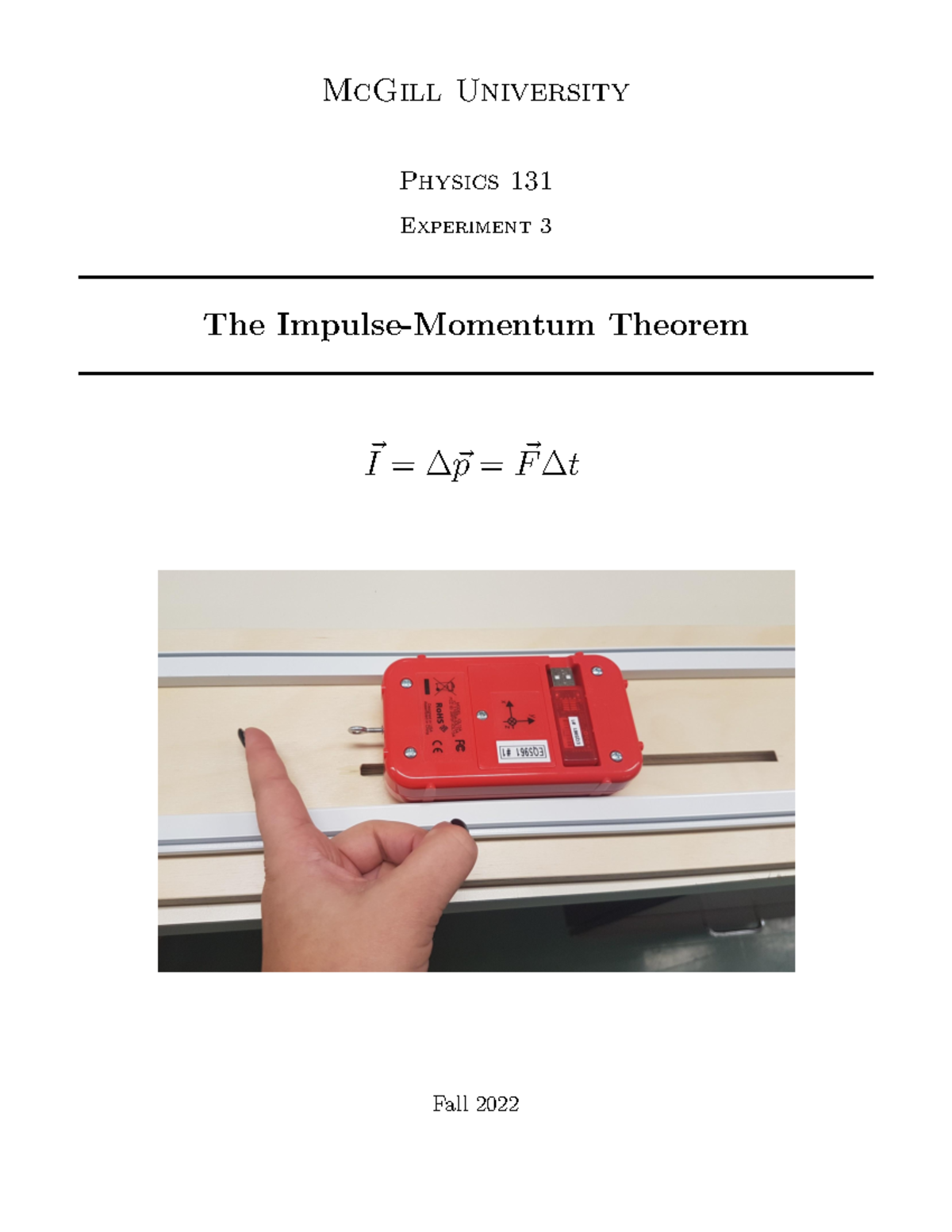 Lab3 Phys131-2022-impulse - McGill University Physics 131 Experiment 3 ...