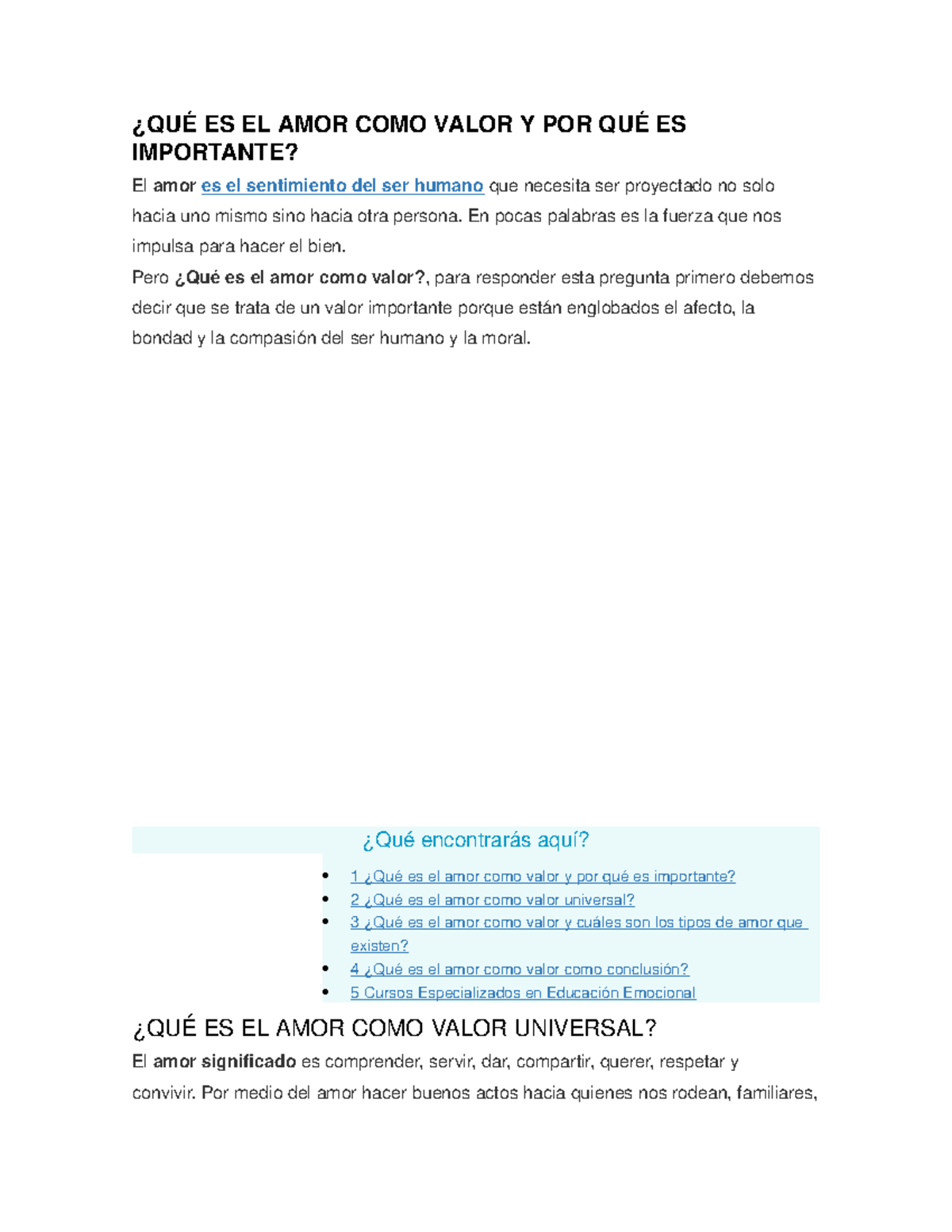 QUÉ ES EL AMOR COMO Valor Y POR QUÉ ES Importante - ¿QUÉ ES EL AMOR ...