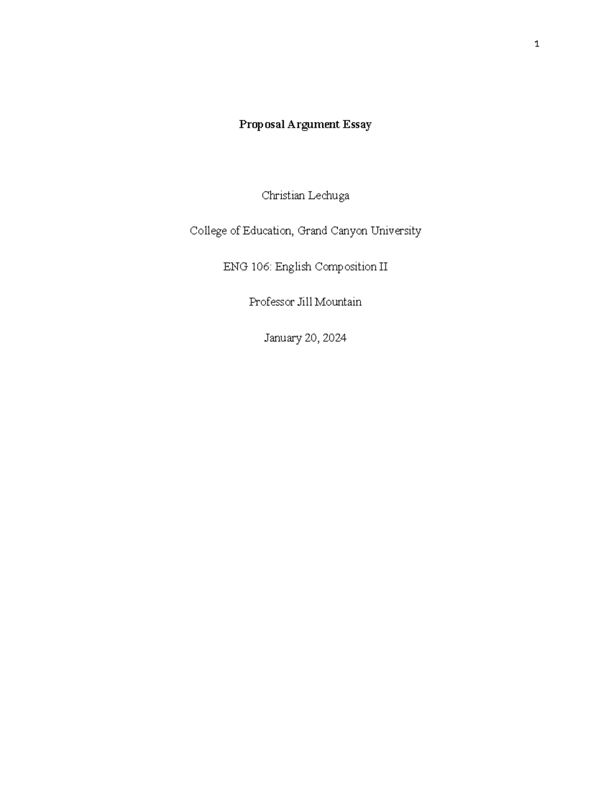 Proposal Argument Essay - Proposal Argument Essay Christian Lechuga ...