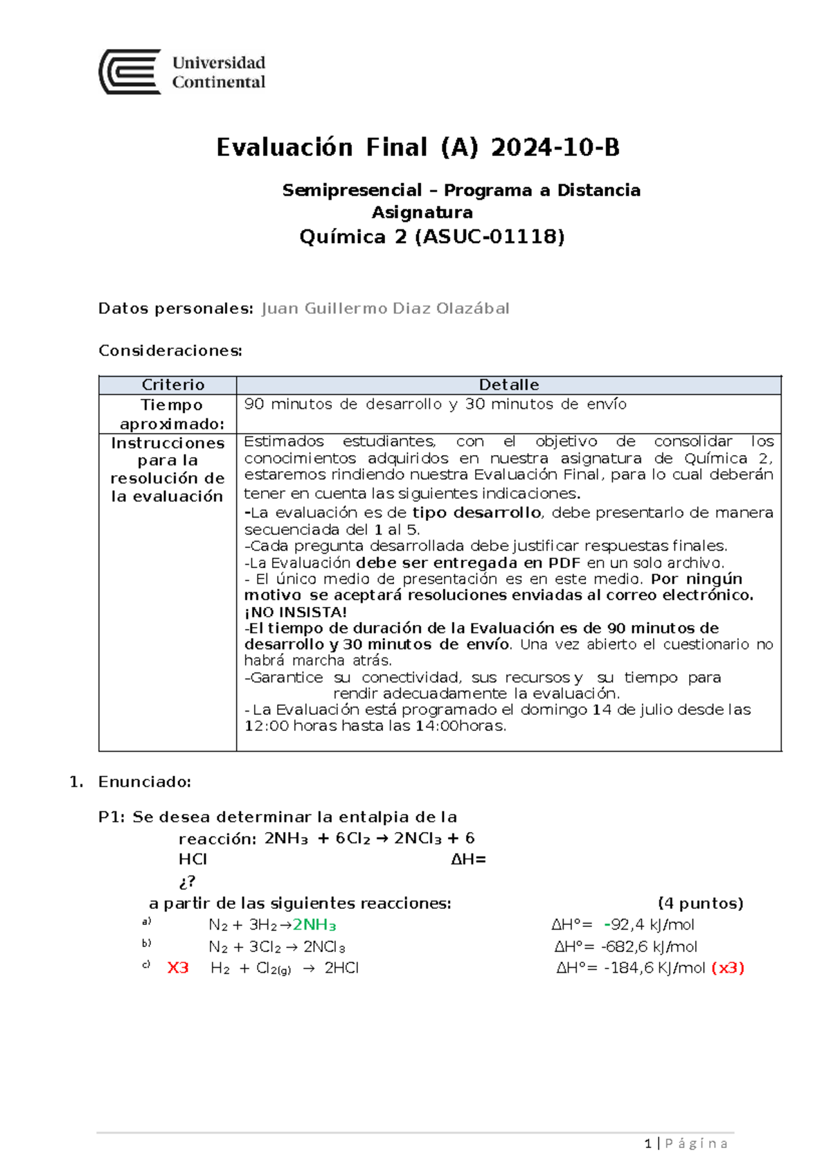 Evaluación Final Prueba desarrollo Química 2 - Evaluación Final (A) 2024-10-B Semipresencial ...