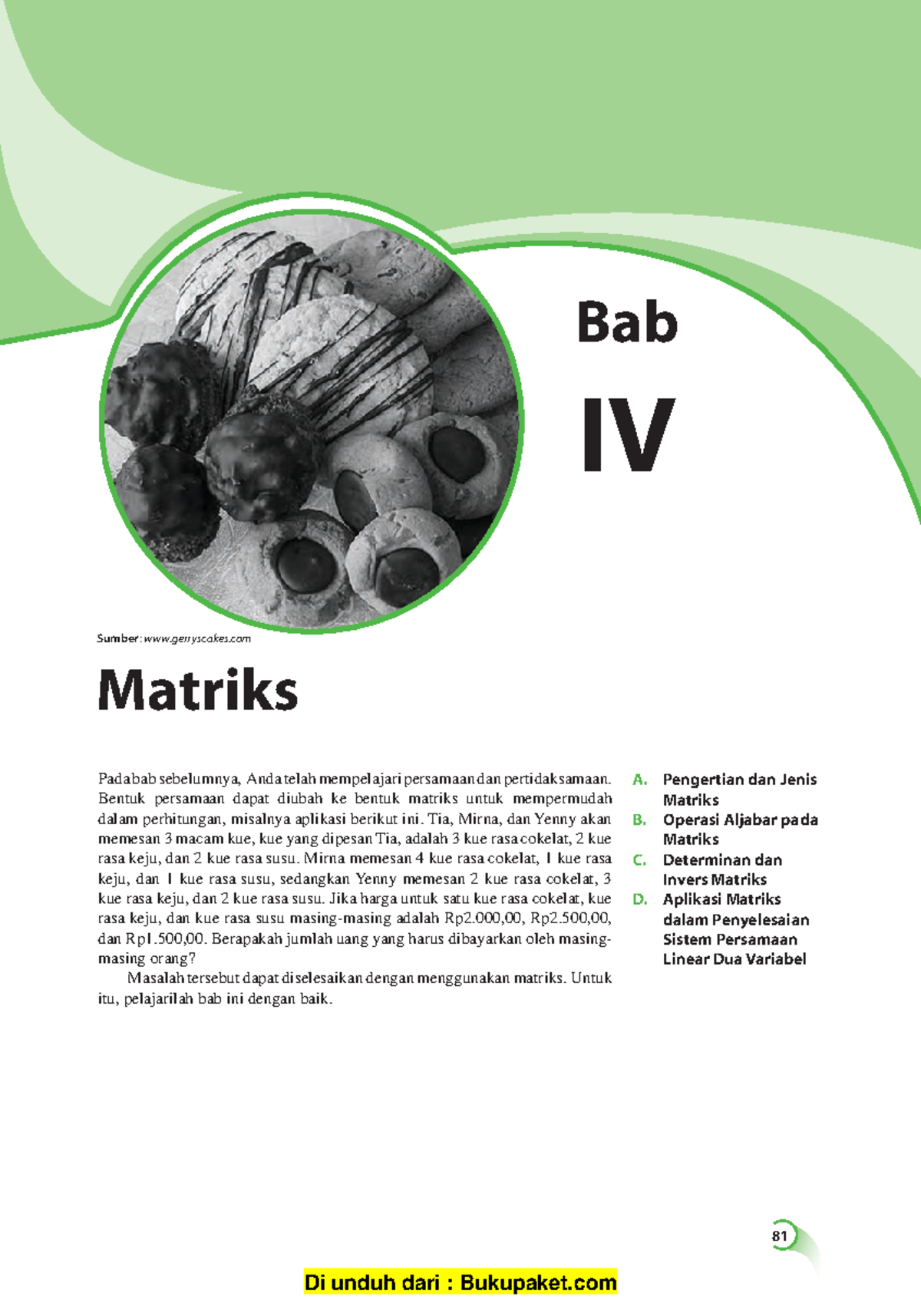 Bab 4 Matriks - Buku Pembelajaran - 81 A. Pengertian dan Jenis Matriks ...