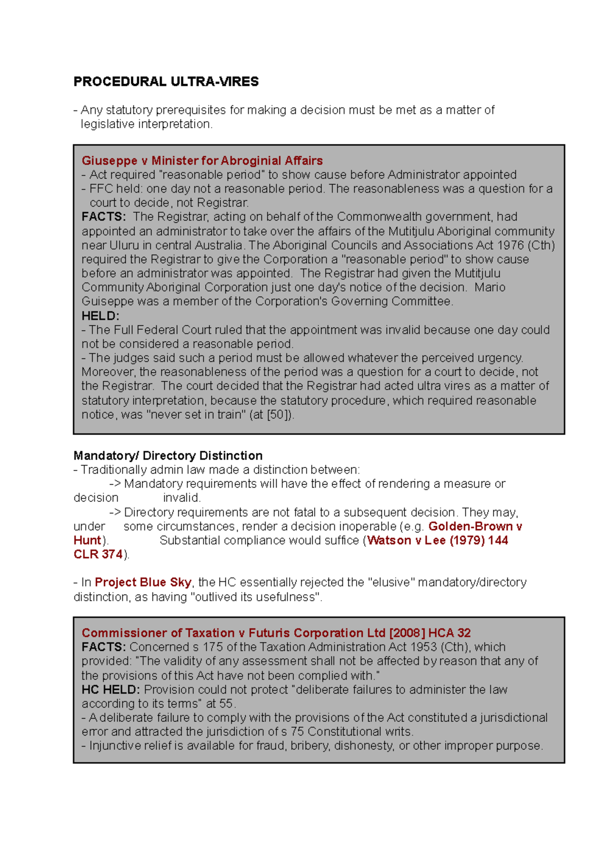 Procedural Ultra and Extended Ultra- Vires notesdocx - PROCEDURAL ULTRA ...