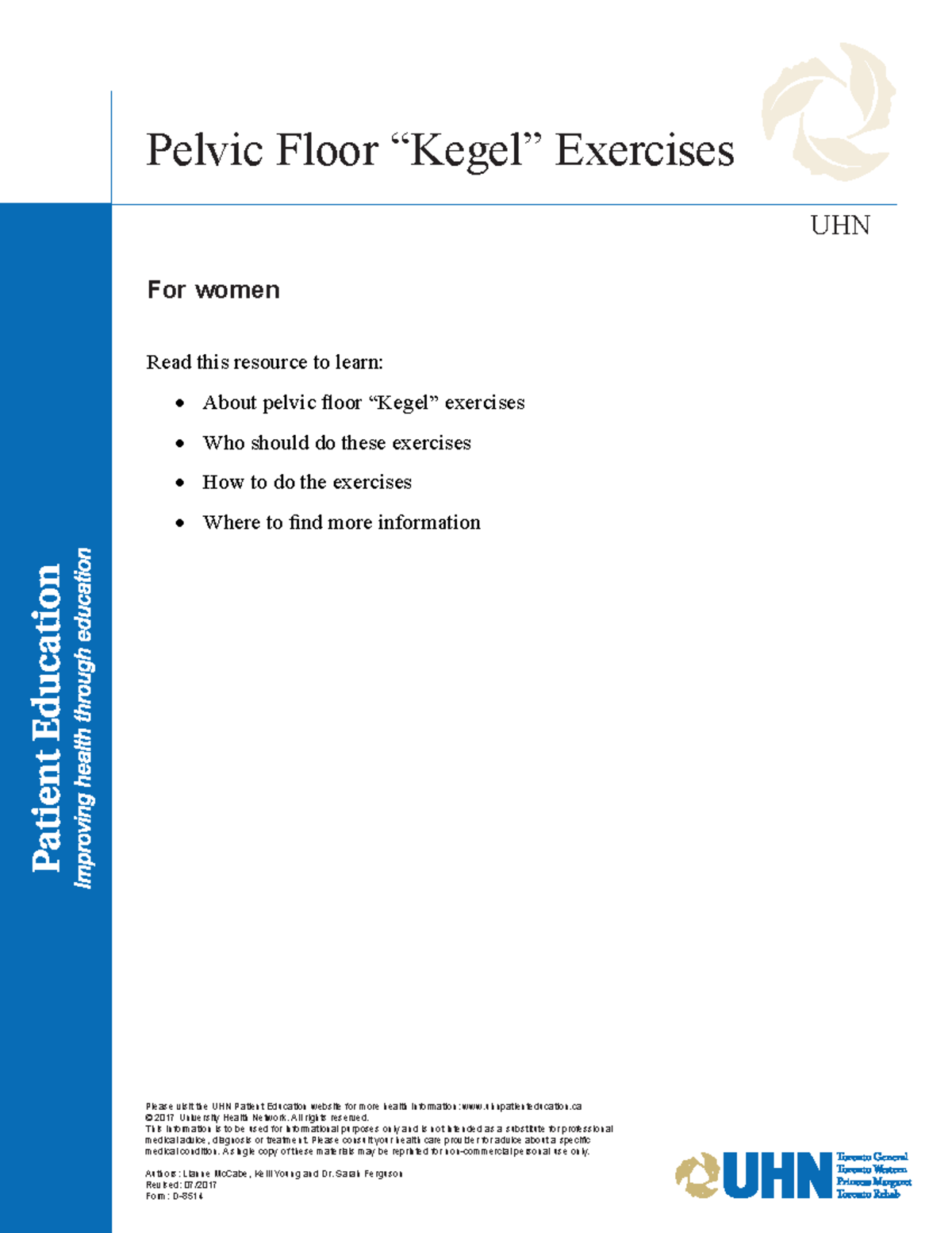 Pelvic Floor Kegel Exercises for women - Pelvic Floor “Kegel” Exercises ...