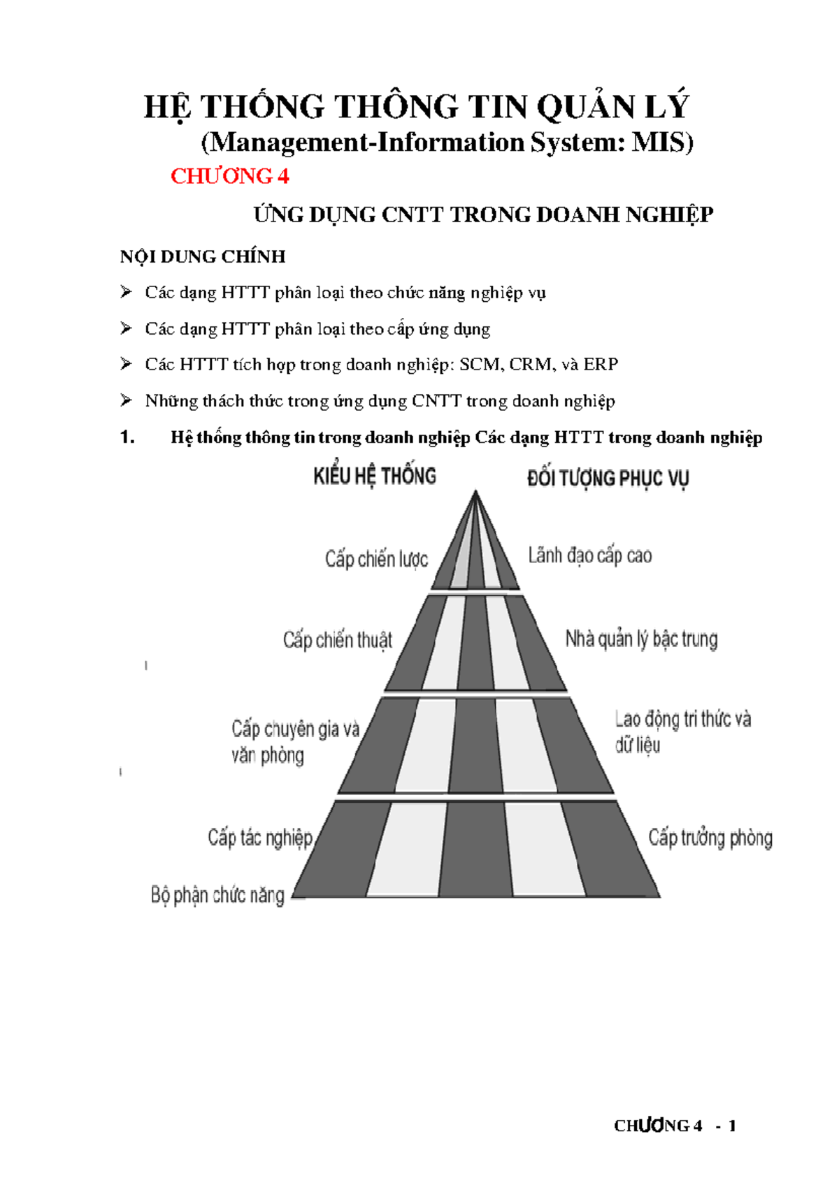 Chuong 4 UNG DUNG CNTT Trong Doanh Nghiep - HỆ THỐNG THÔNG TIN QUẢN LÝ (Management-Information ...