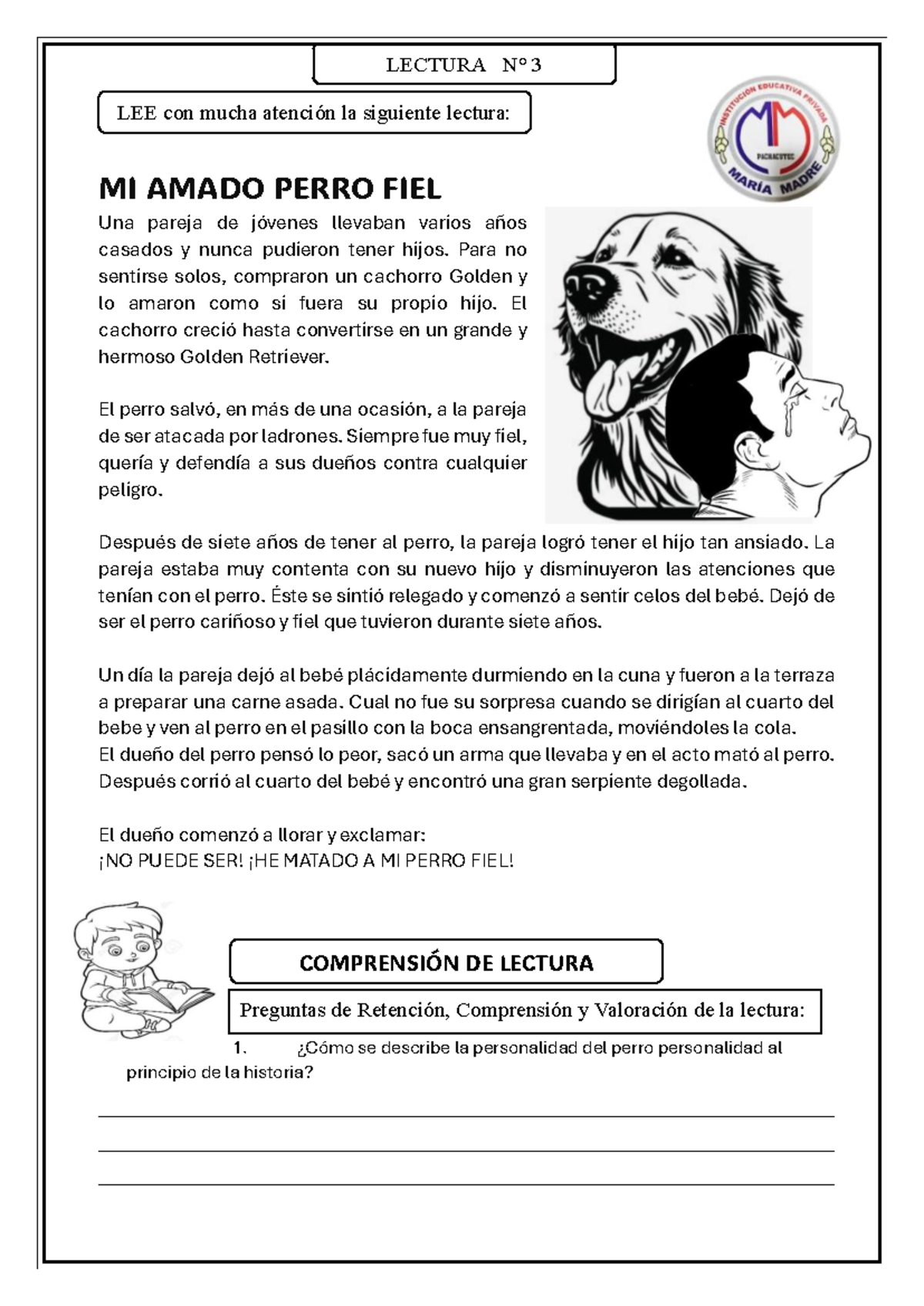 PLAN LECTOR LECTURA - MI AMADO PERRO FIEL Una pareja de jóvenes ...