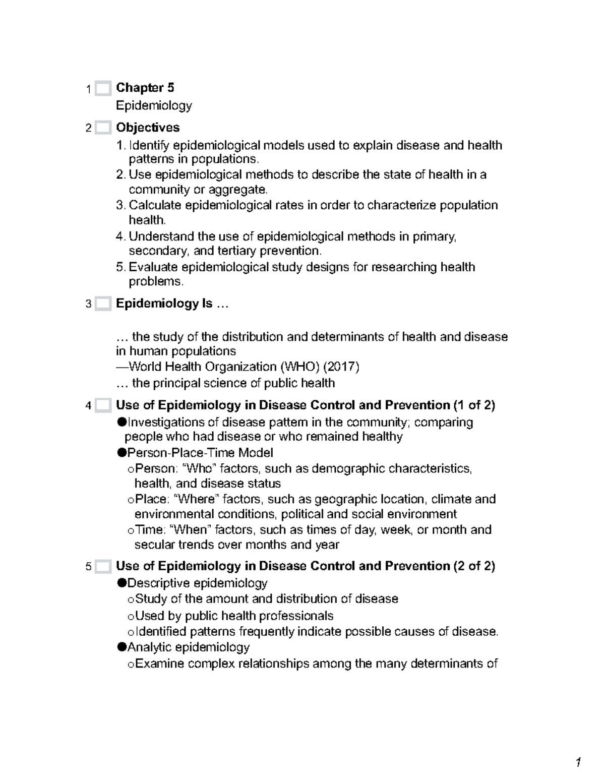 Epidemiology - Professor Asterilla - 1 Chapter 5 Epidemiology ...