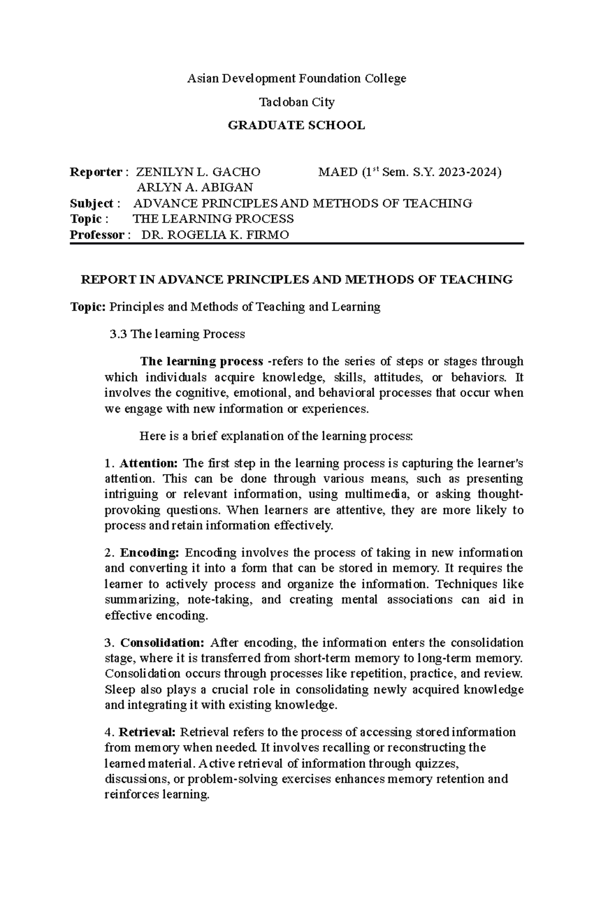 Principles and Methods of Teaching - Asian Development Foundation ...