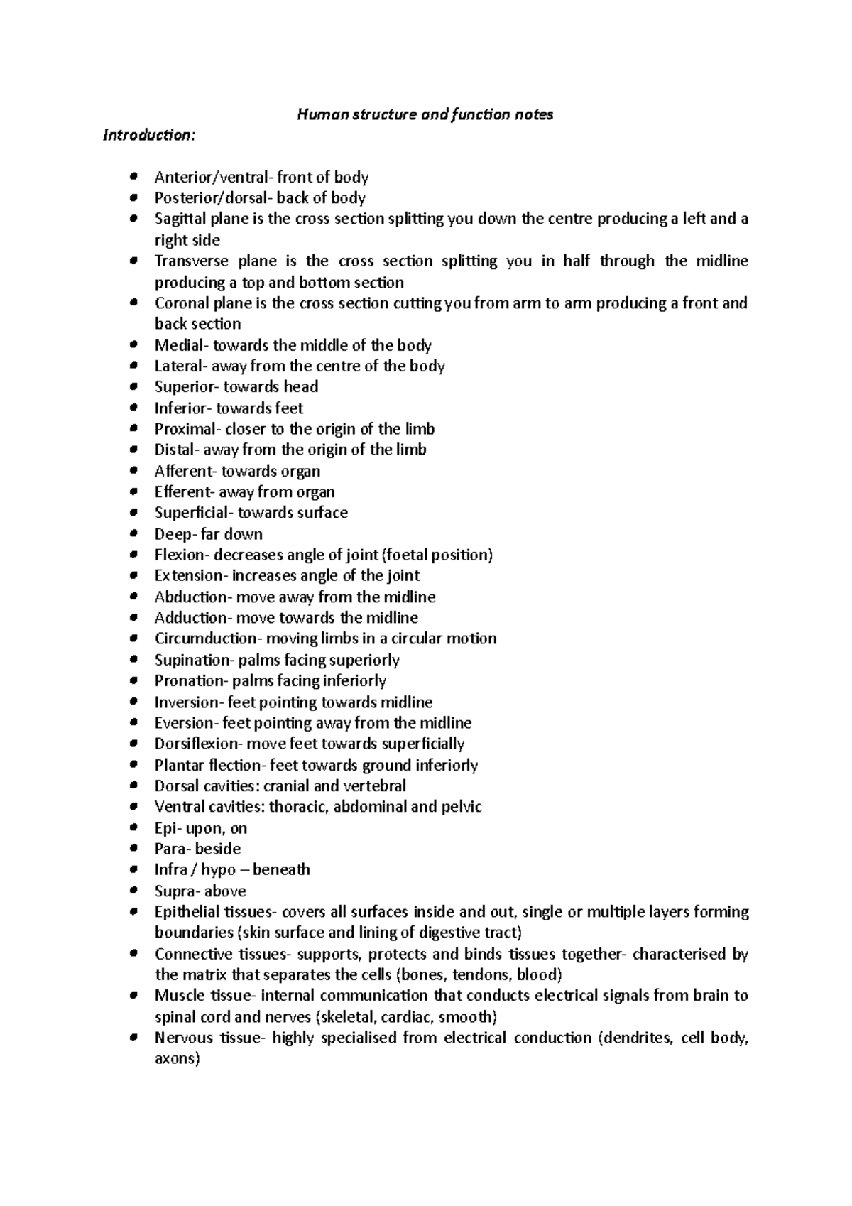 Human structure and function notes - Human structure and function notes ...