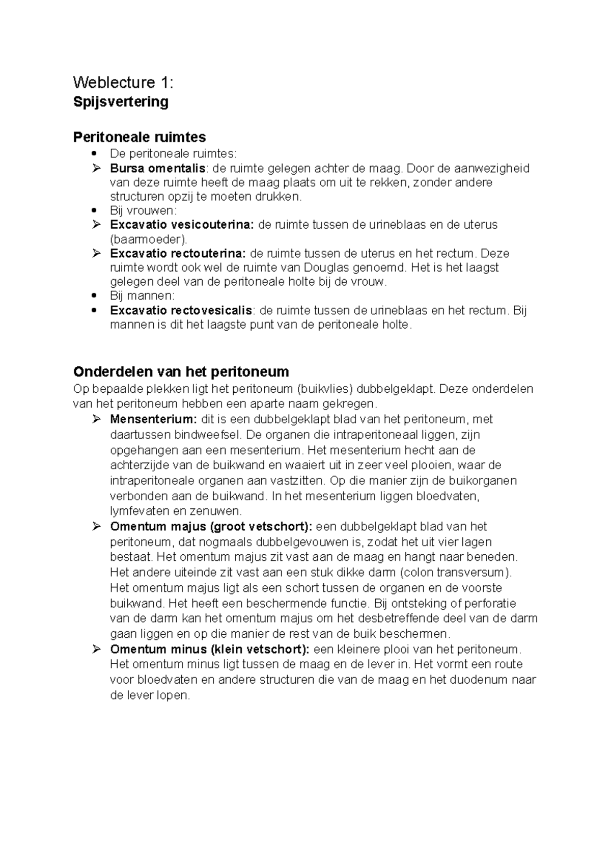 Biomedisch e-learning - Weblecture 1: Spijsvertering Peritoneale ...