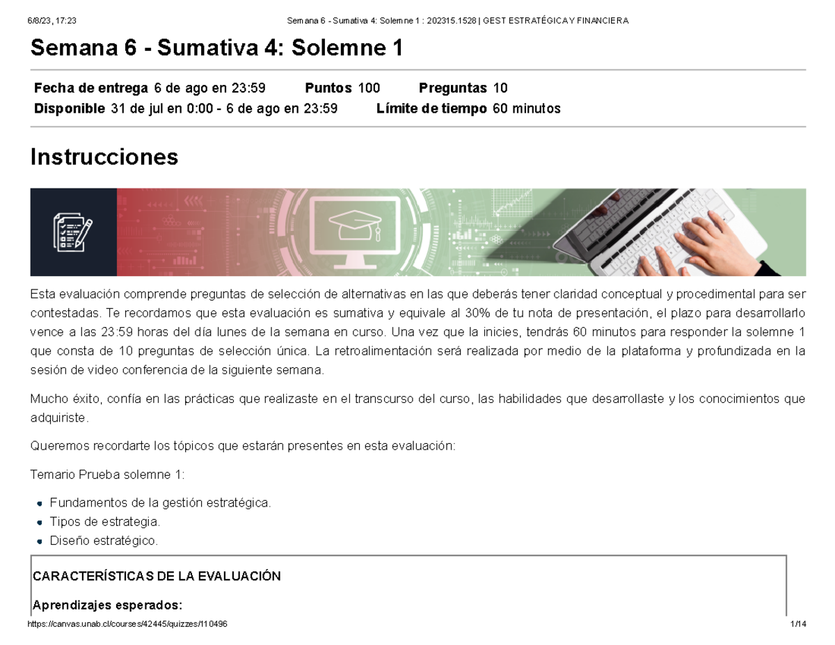 Semana 6 - Sumativa 4 Solemne 1 202315.1528 GEST Estratégica Y Financiera - Semana 6 - Sumativa ...