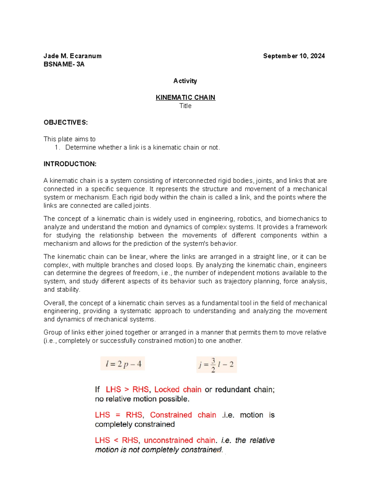 Acitvity 2kinematics - examples of kinematic pair, actual application ...