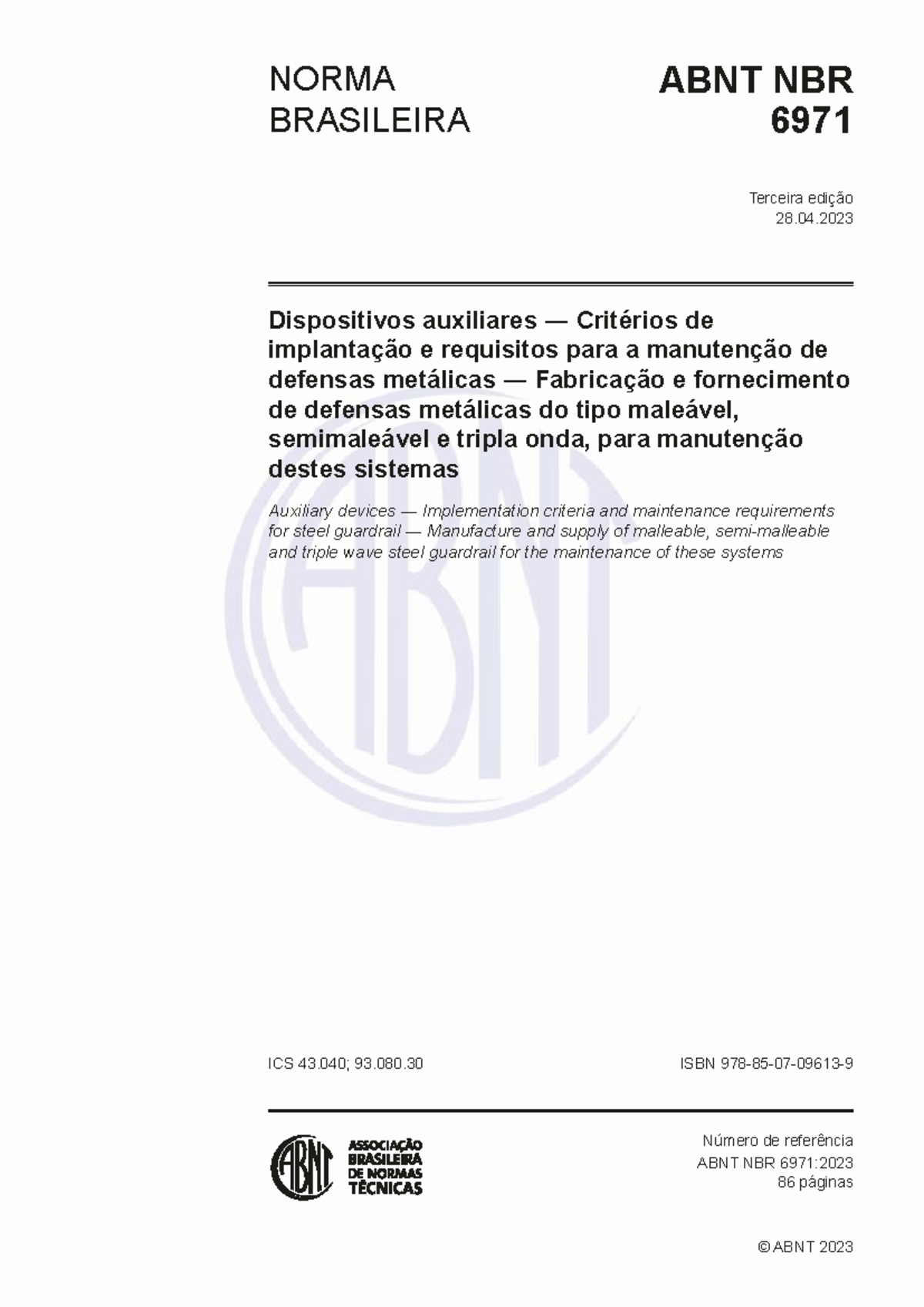 NBR 6971 - Norma - Número de referência 86 páginas © ABNT 2023 ABNT NBR ...