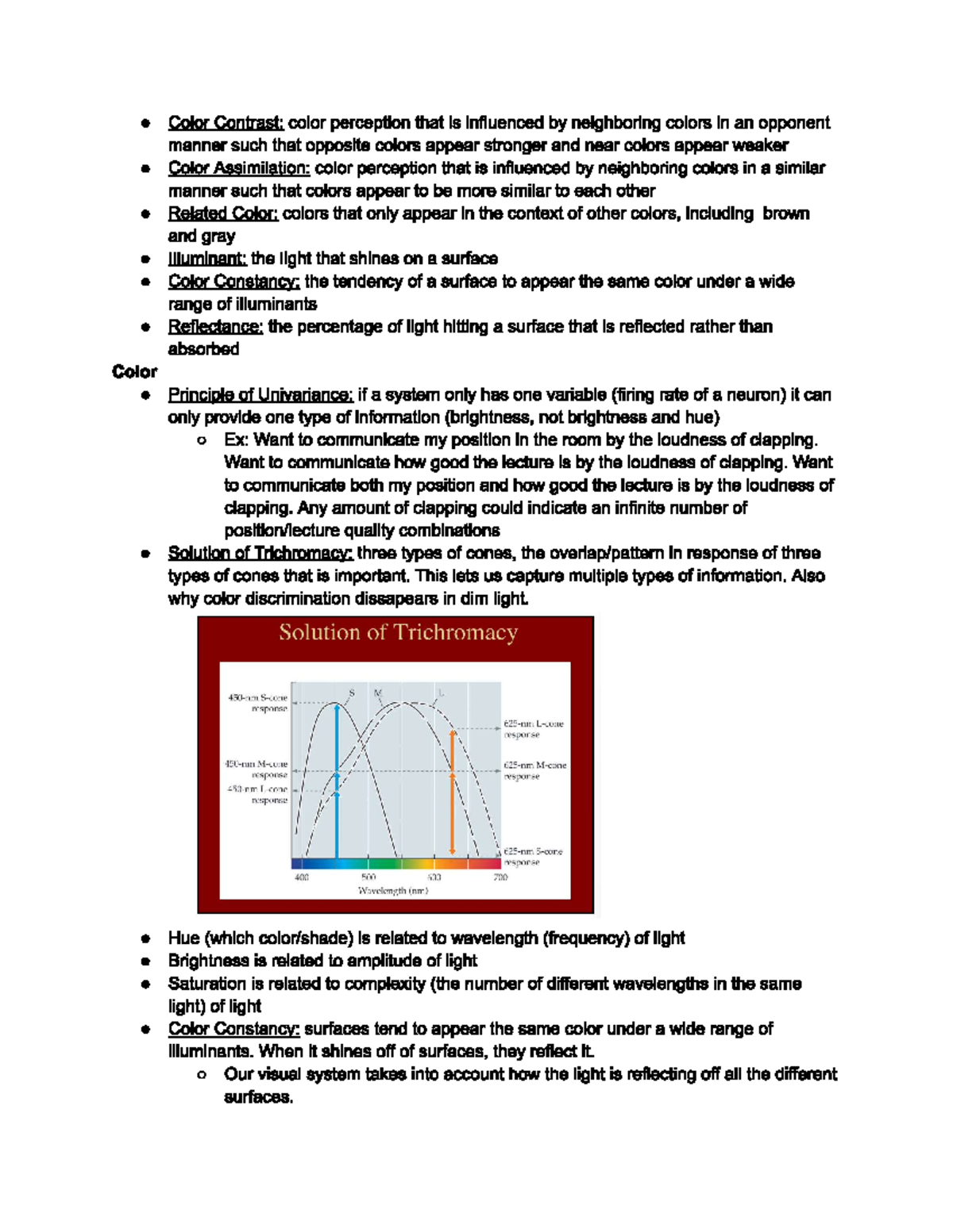 Pt2 - Lecture notes for sensation and perception with prof lisa sanders ...