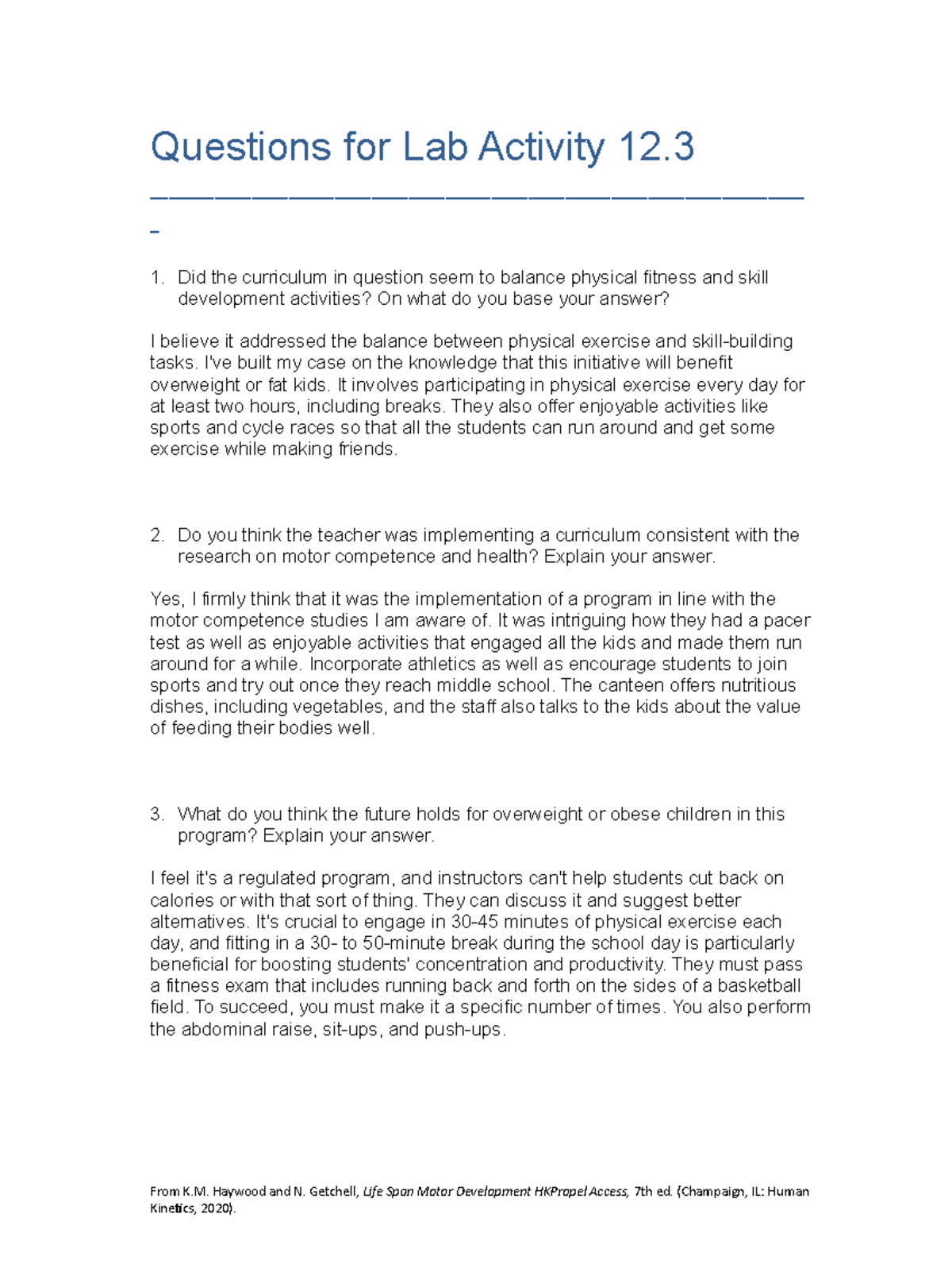 Kaitlyn bustamante lab 12 - Questions for Lab Activity 12. - Studocu