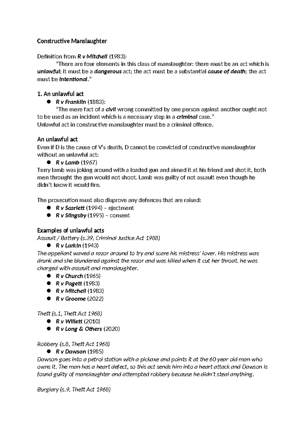 Constructive Manslaughter - Constructive Manslaughter Definition from R ...