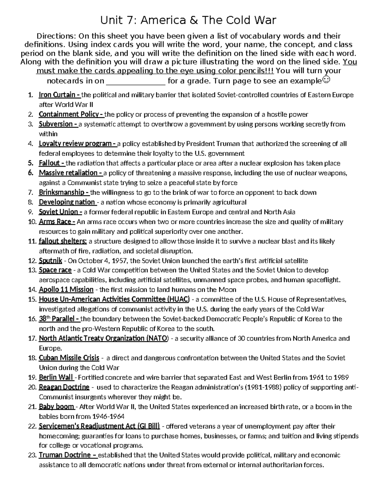 1+Unit+7+Vocabulary - useful - Unit 7: America & The Cold War ...