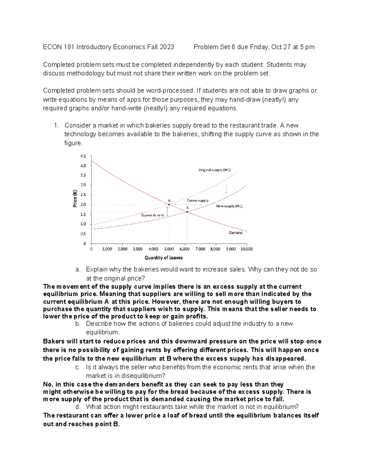 181 f23 Problem Set 6 - LOL - ECON 181 Introductory Economics Fall 2023 Problem Set 6 due Friday ...