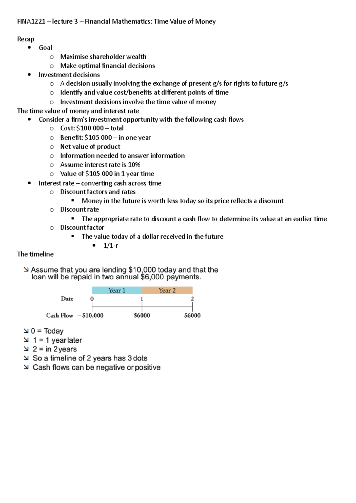 FINA1221 lecture 3 - FINA1221 – lecture 3 – Financial Mathema琀椀cs: Time ...