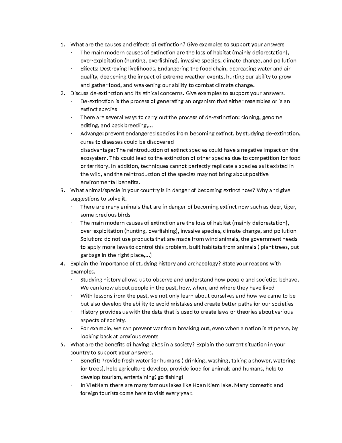 Speaking trans 4 - What are the causes and effects of extinction? Give ...