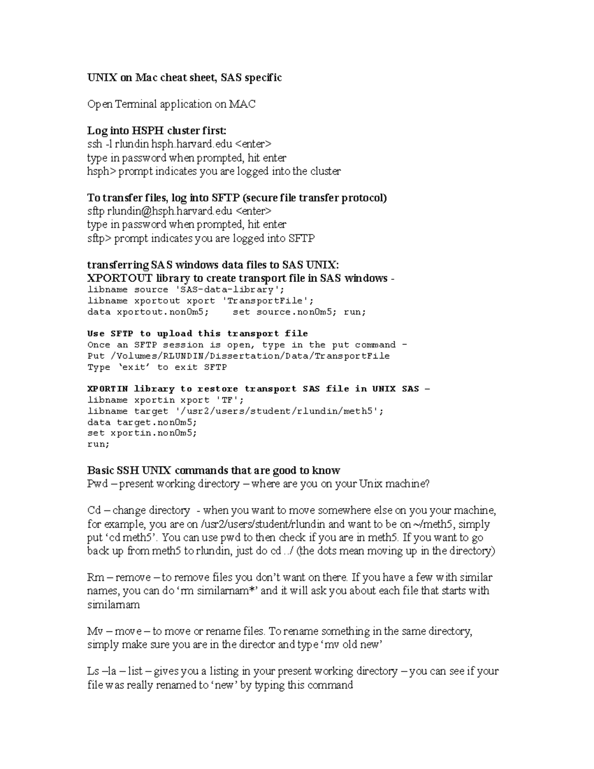 UNIX SAS cheat sheet - intressant - UNIX on Mac cheat sheet, SAS ...