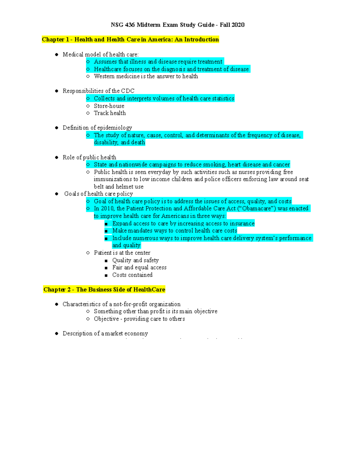 NSG 436 Midterm Exam Study Guide- Fall 2020 - NSG 436 Midterm Exam Study Guide - Fall 2020 ...