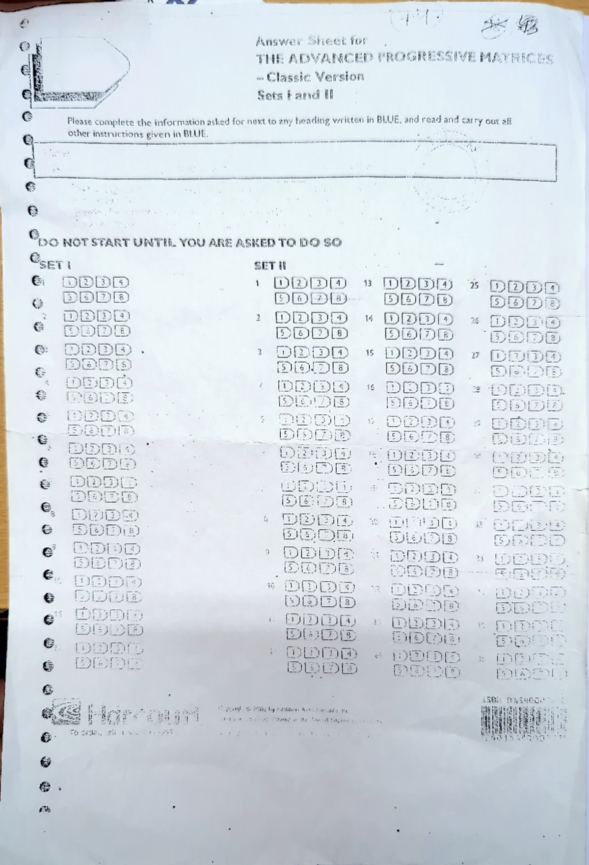 Apmquestionnaire - Scoring key of Advance Progressive Questionnaire ...