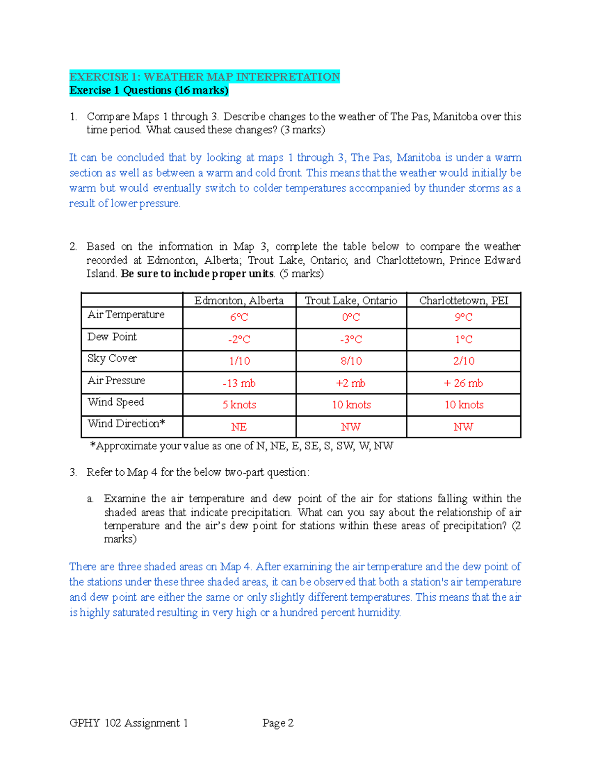 Assignment 1 W23 - Weather and Climate - EXERCISE 1: WEATHER MAP ...