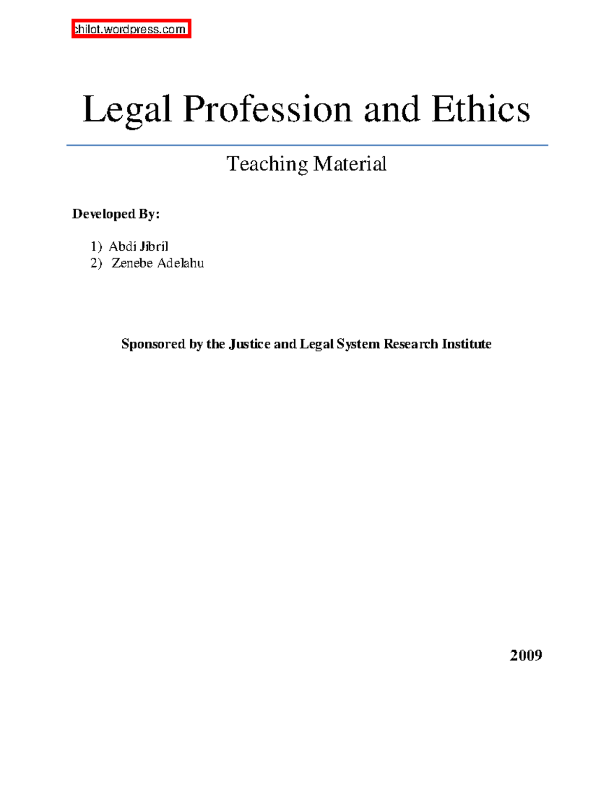 Teaching Material legal-profession-and-ethics - Legal Profession and ...
