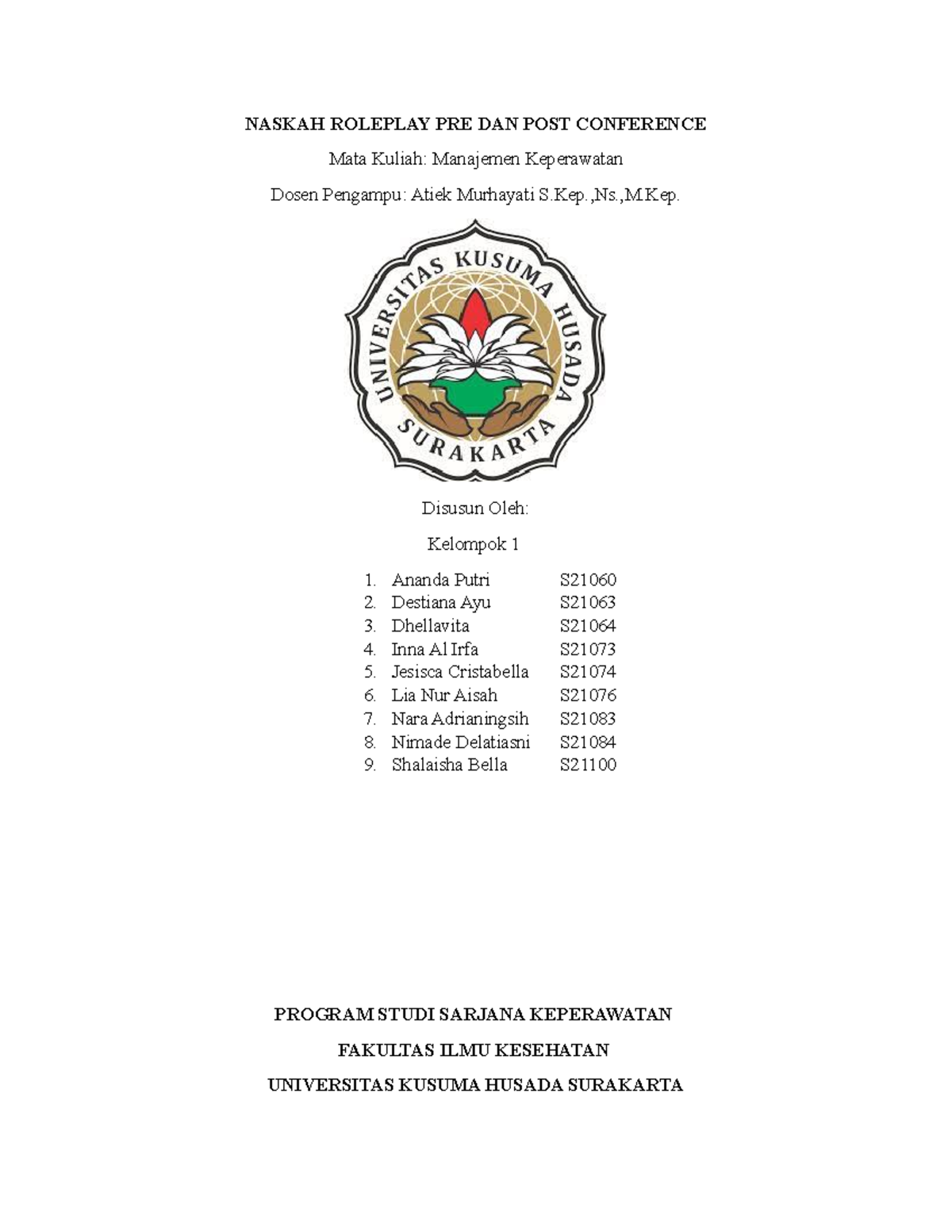 Naskah Roleplay PRE DAN POST Conference 1 - NASKAH ROLEPLAY PRE DAN ...