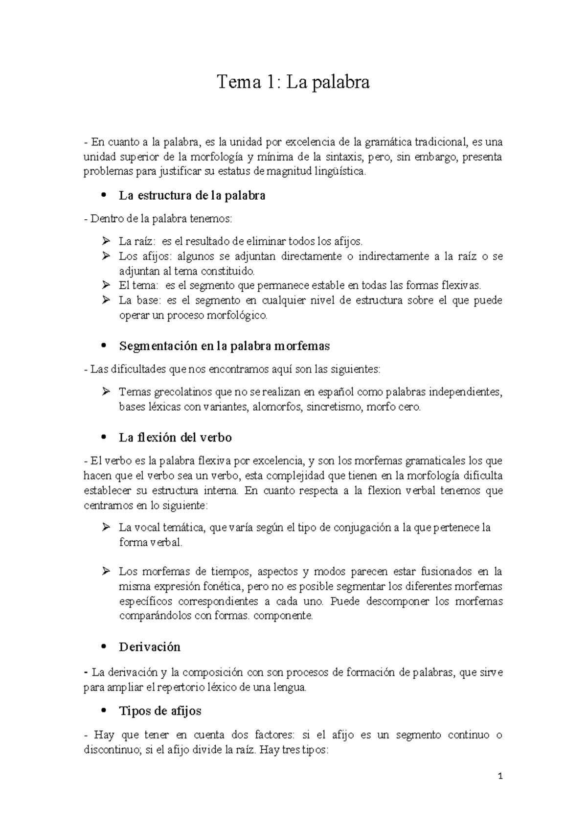 Gramática descriptiva Resumenes de temas y sus puntos - Tema 1: La ...