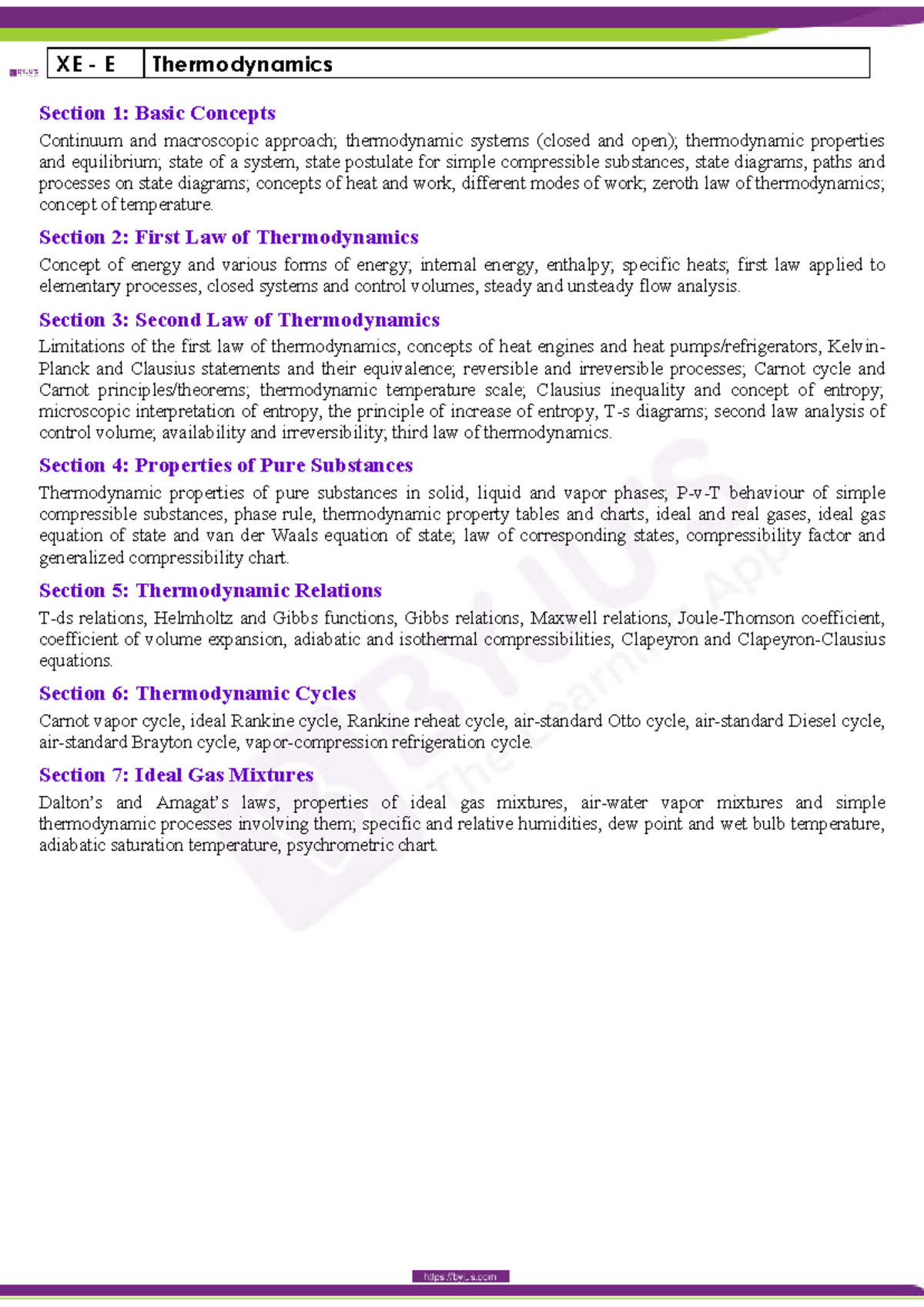 Thermodynamics - XE - E Thermodynamics Section 1: Basic Concepts Continuum and macroscopic ...