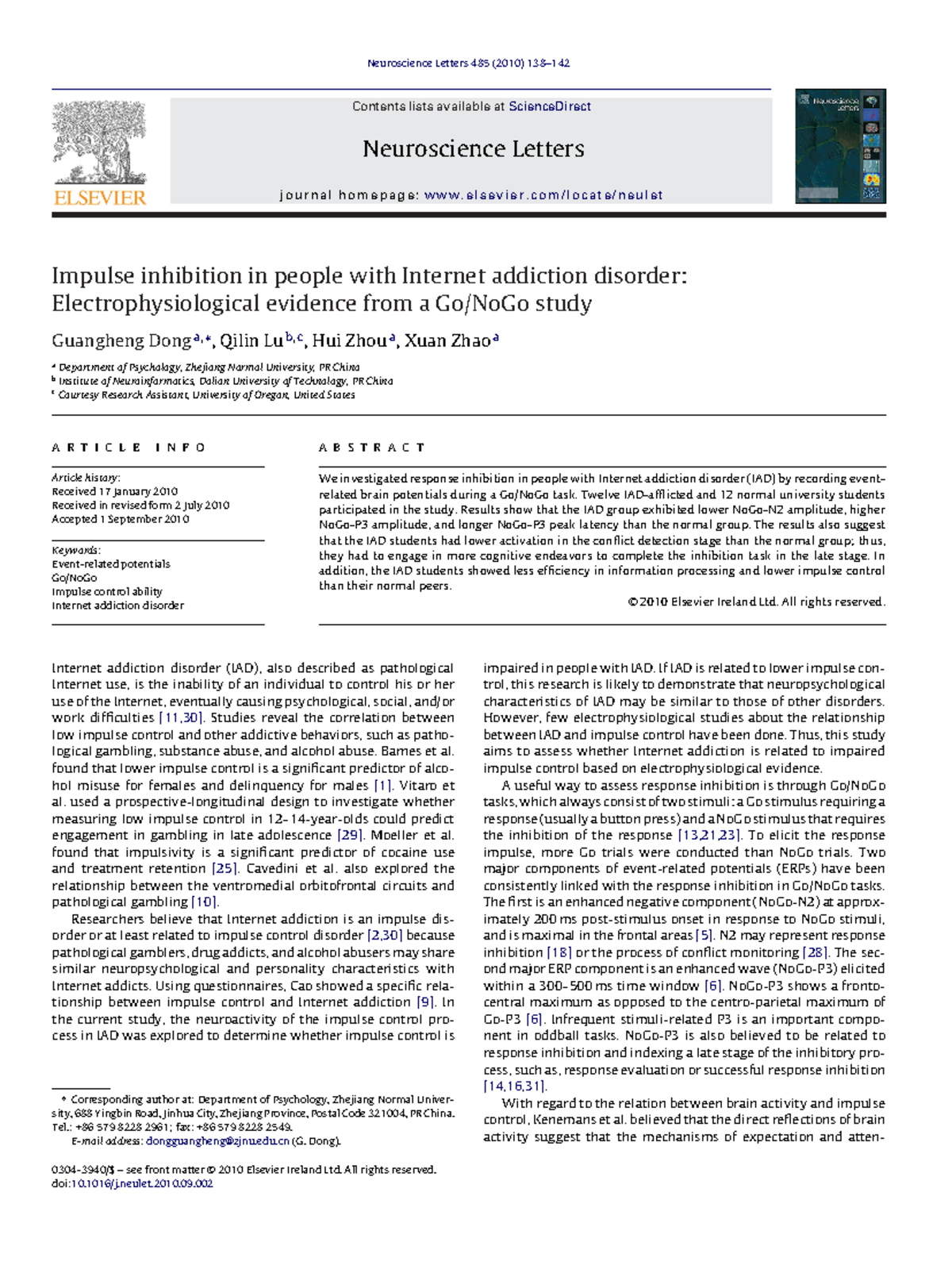 J.neulet.2010 - ssss - Neuroscience Letters 485 (2010) 138– Contents ...