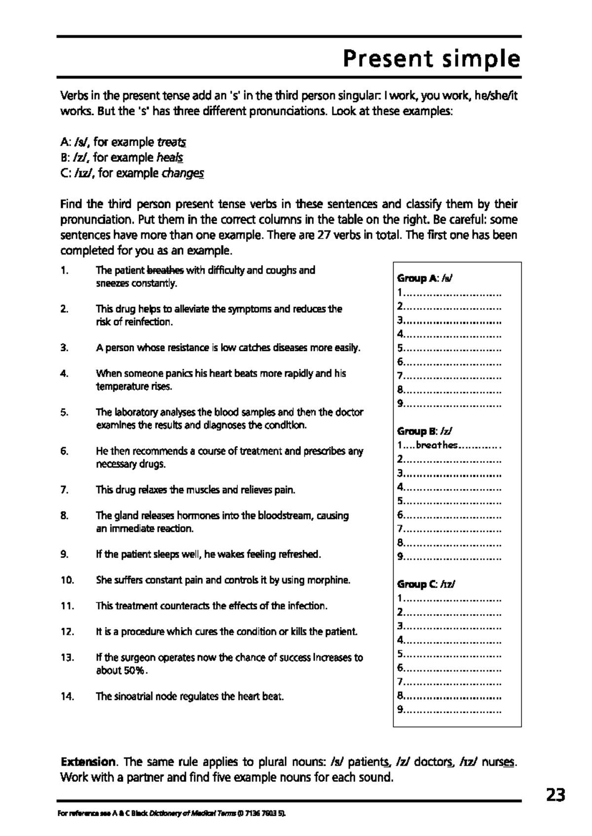 Simple present medic - dato - Ingenieria de Sistemas - breathes - Studocu