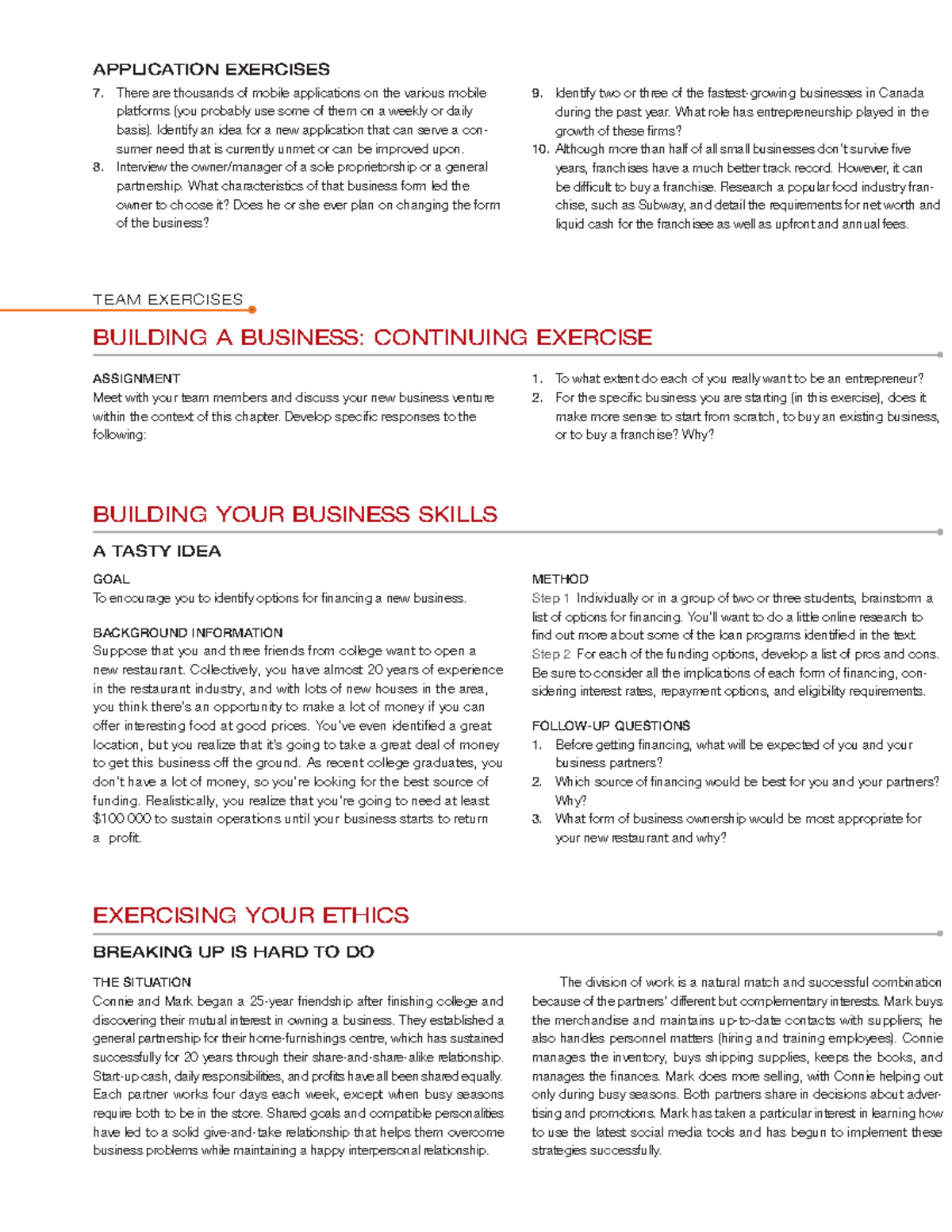 Entrepreneurship, Small Business and New Venture Creation - APPLICATION ...