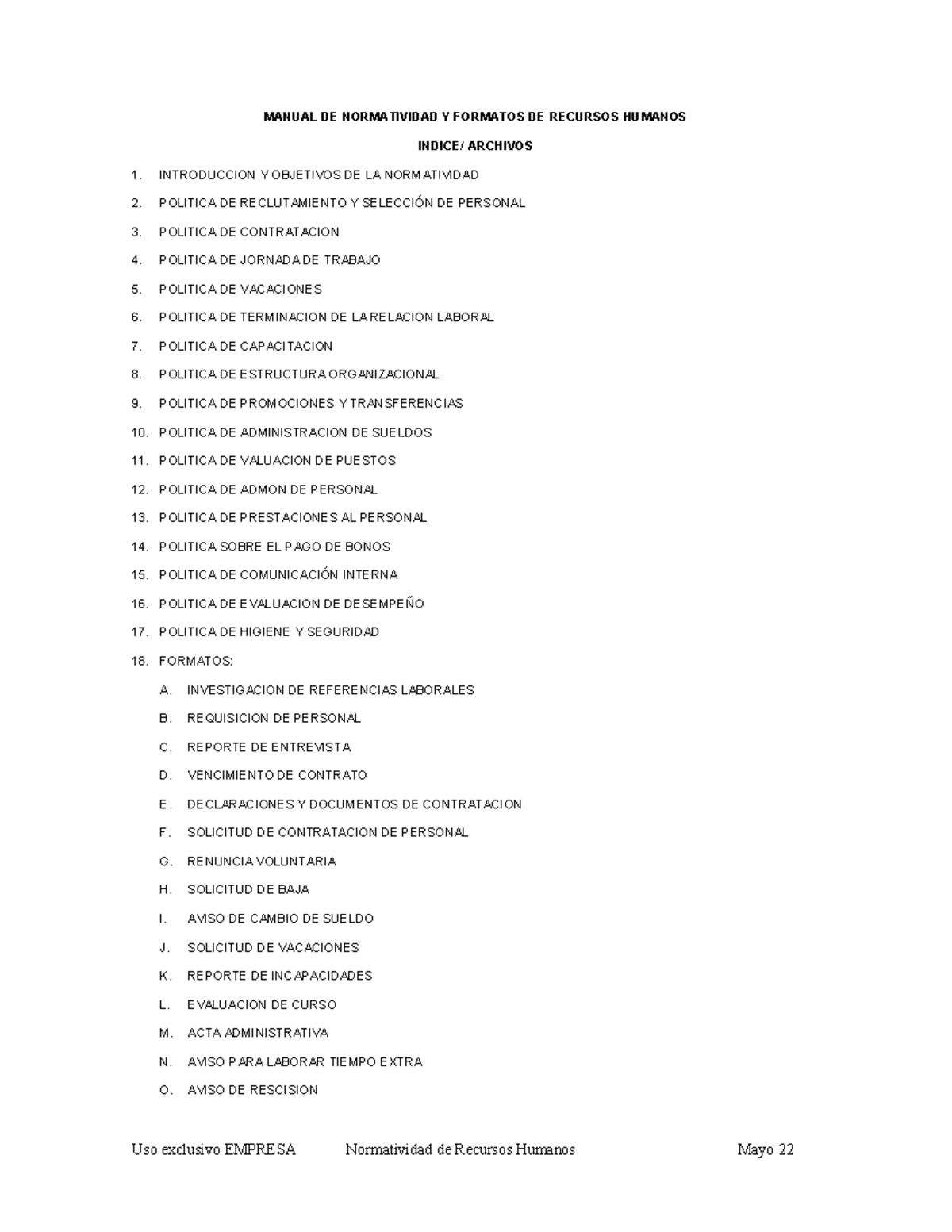 Manual de políticas y procedimientos - MANUAL DE NORMATIVIDAD Y ...