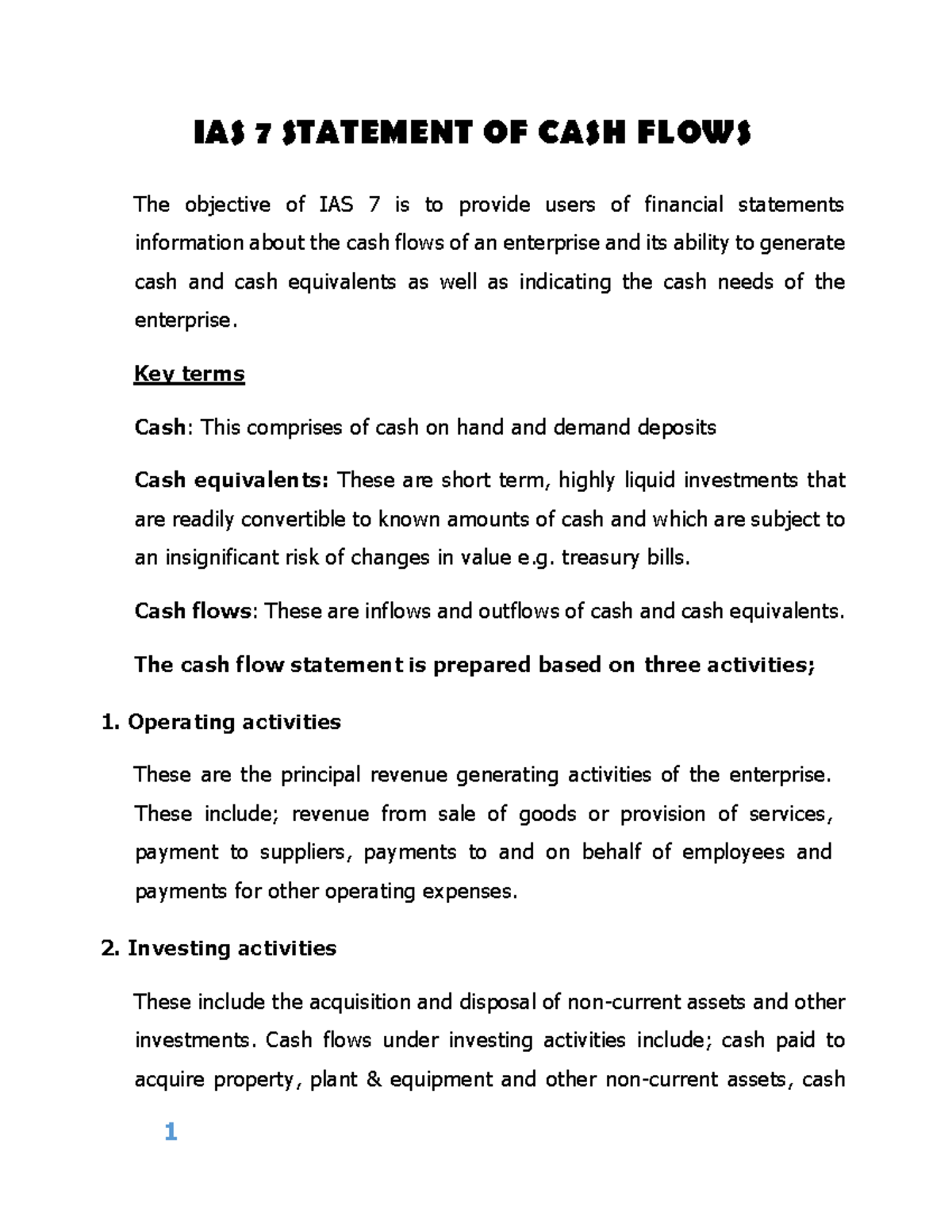 IAS 7 Statement OF CASH Flows MAY 2023 - IAS 7 STATEMENT OF CASH FLOWS ...