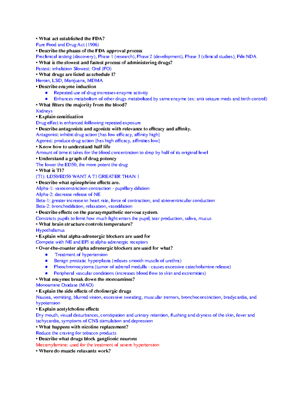 Final exam study guide BIOL 476x - What act established the FDA? Pure ...