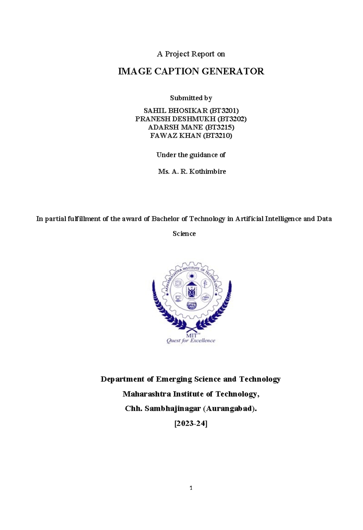 A Project Report on mp final - A Project Report on IMAGE CAPTION ...