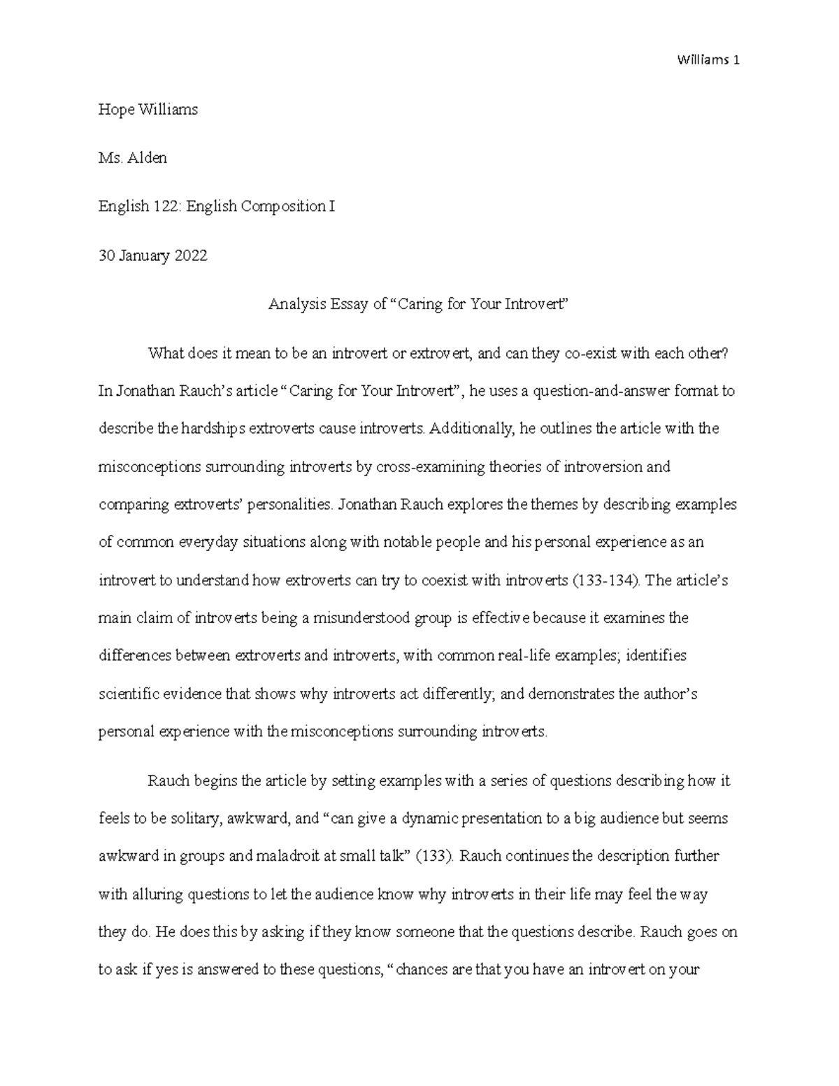 ENG 122 5 2 Assingment Using The Article Caring For Your Introvert eng-122-5-2-assingment-using-the-article-caring-for-your-introvert
